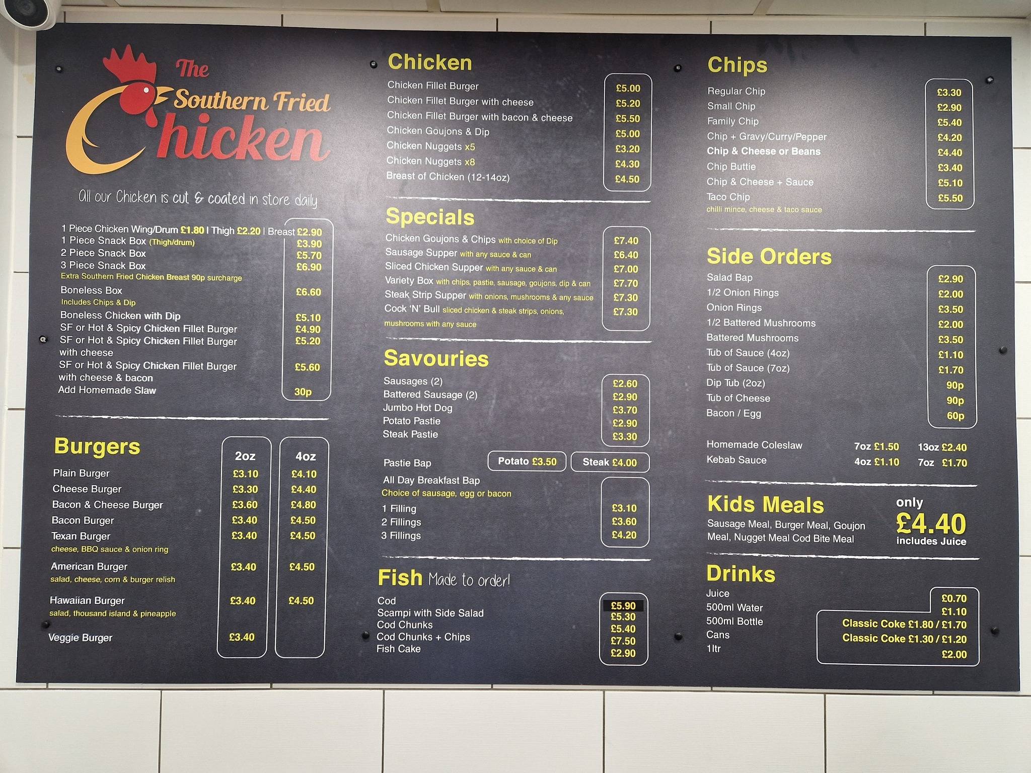 Menu at Cape Cod Larne fast food, Larne
