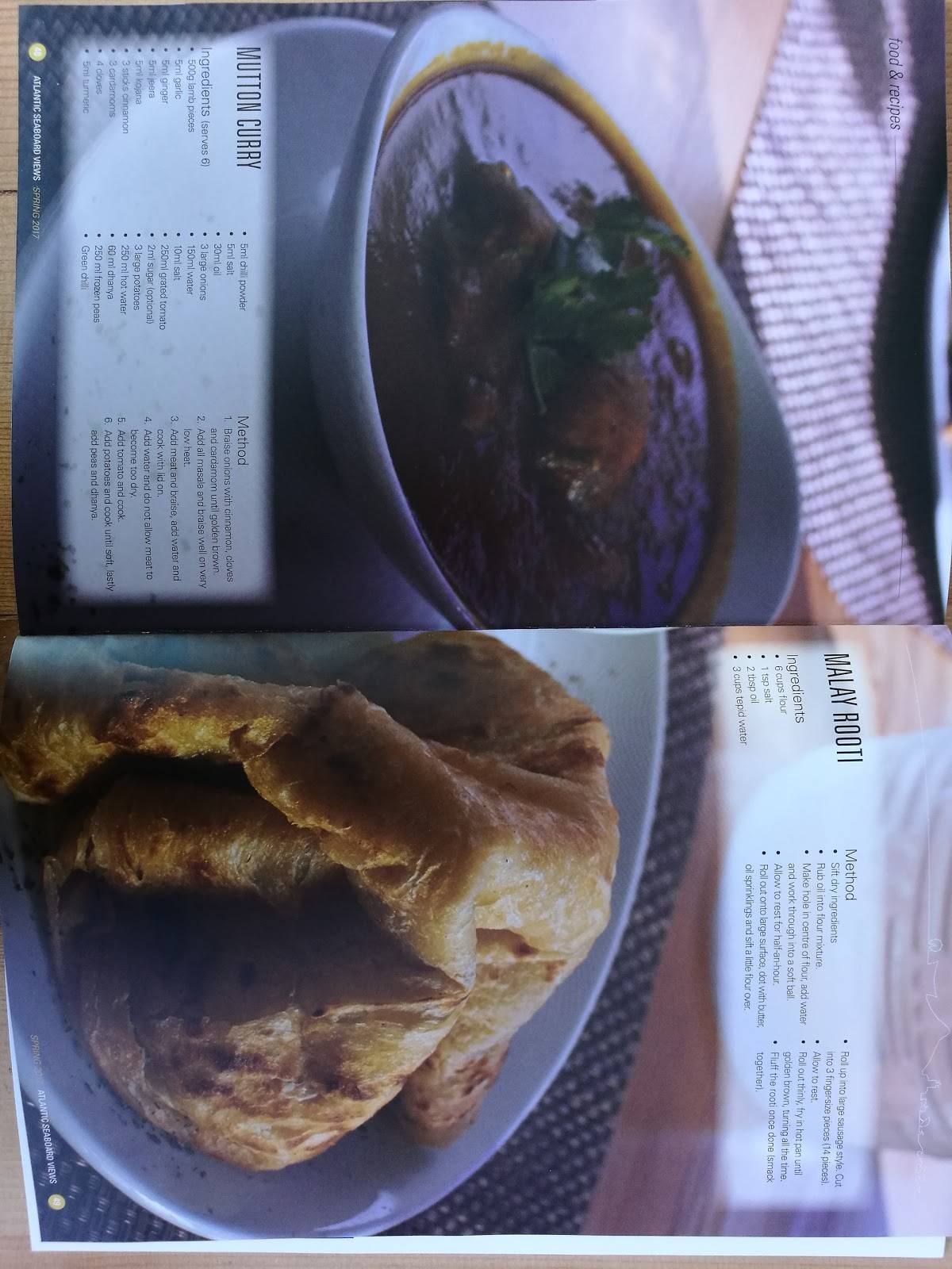 Menu at Bo-Kaap Kombuis restaurant, Cape Town