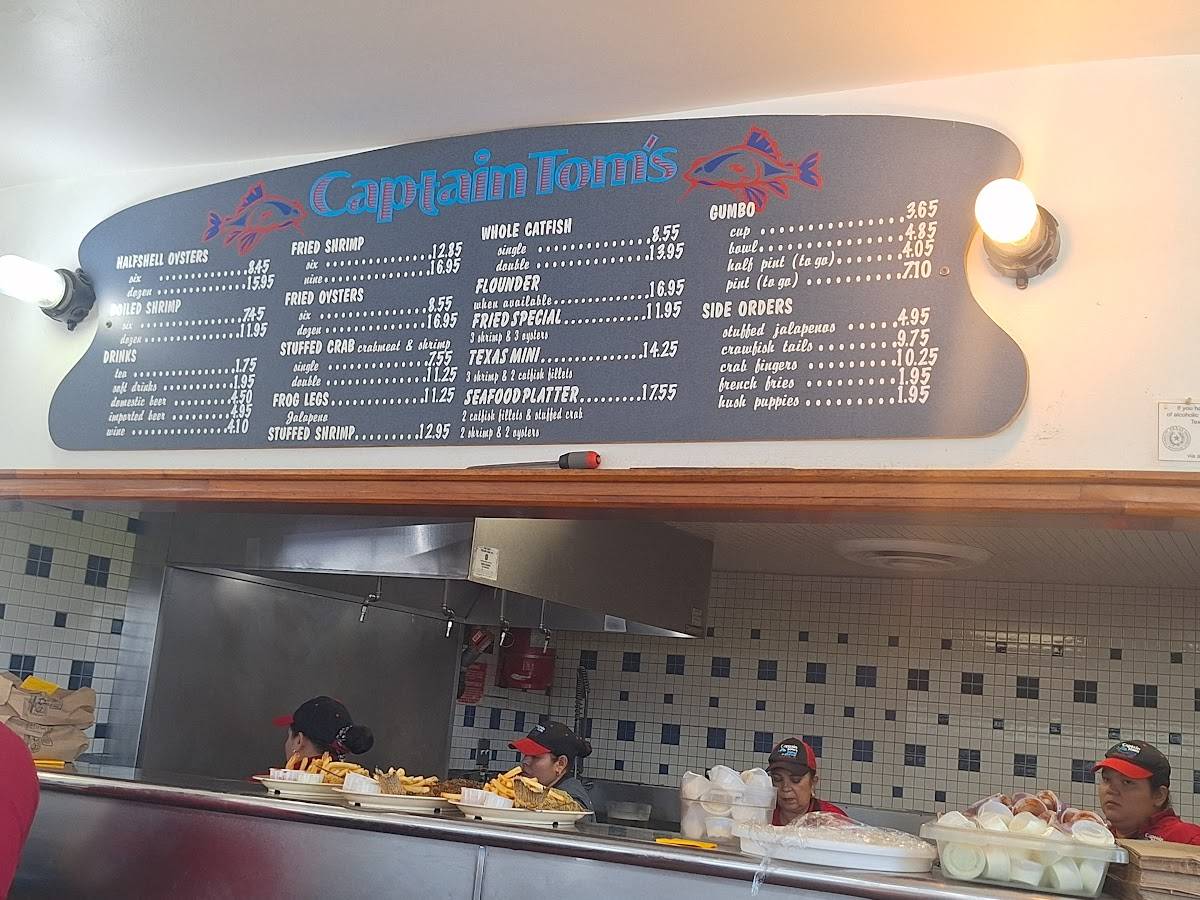 Menu at Captain Tom's restaurant, Houston, East Fwy