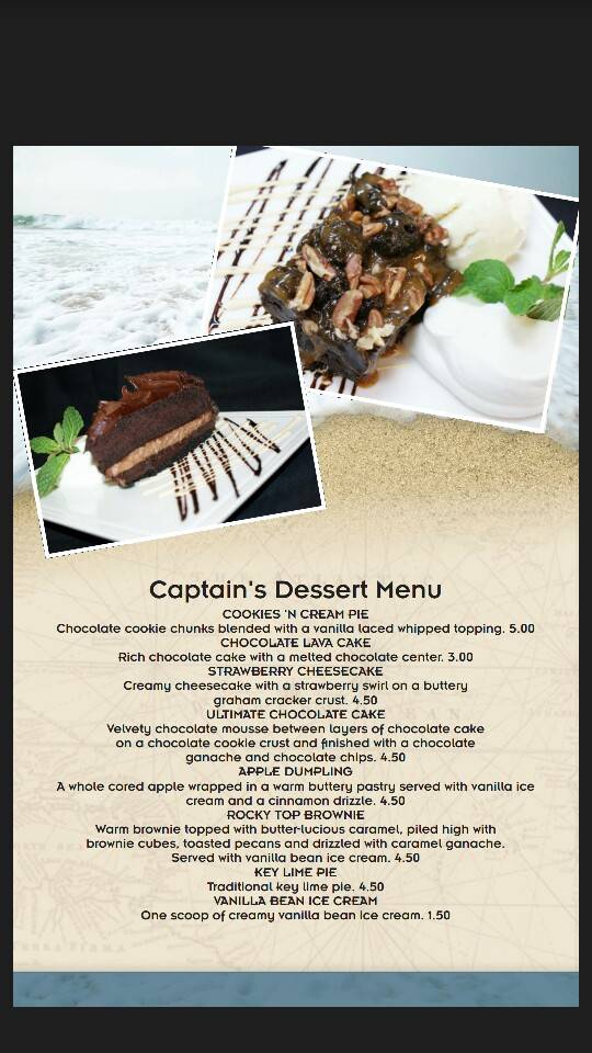 Menu at Captain's Galley restaurant, Dandridge