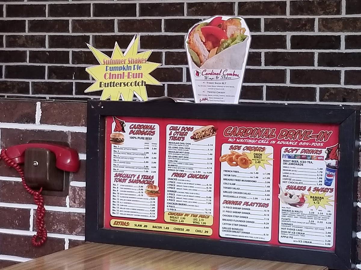 Menu at Cardinal Drive-In restaurant, Brevard