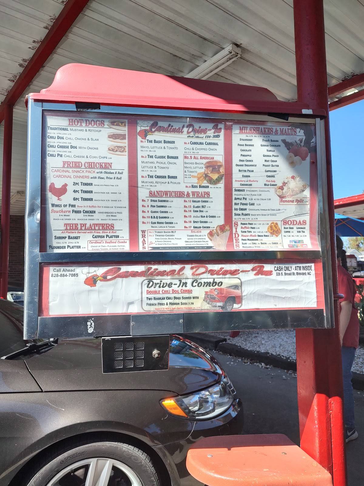 Menu at Cardinal Drive-In restaurant, Brevard