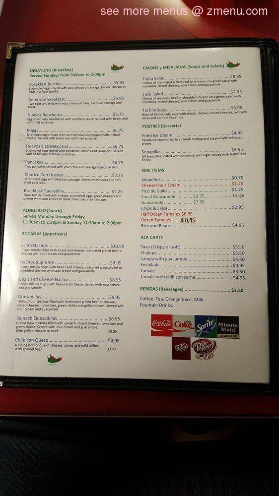 Menu at Cardona Foods restaurant, Fort Worth