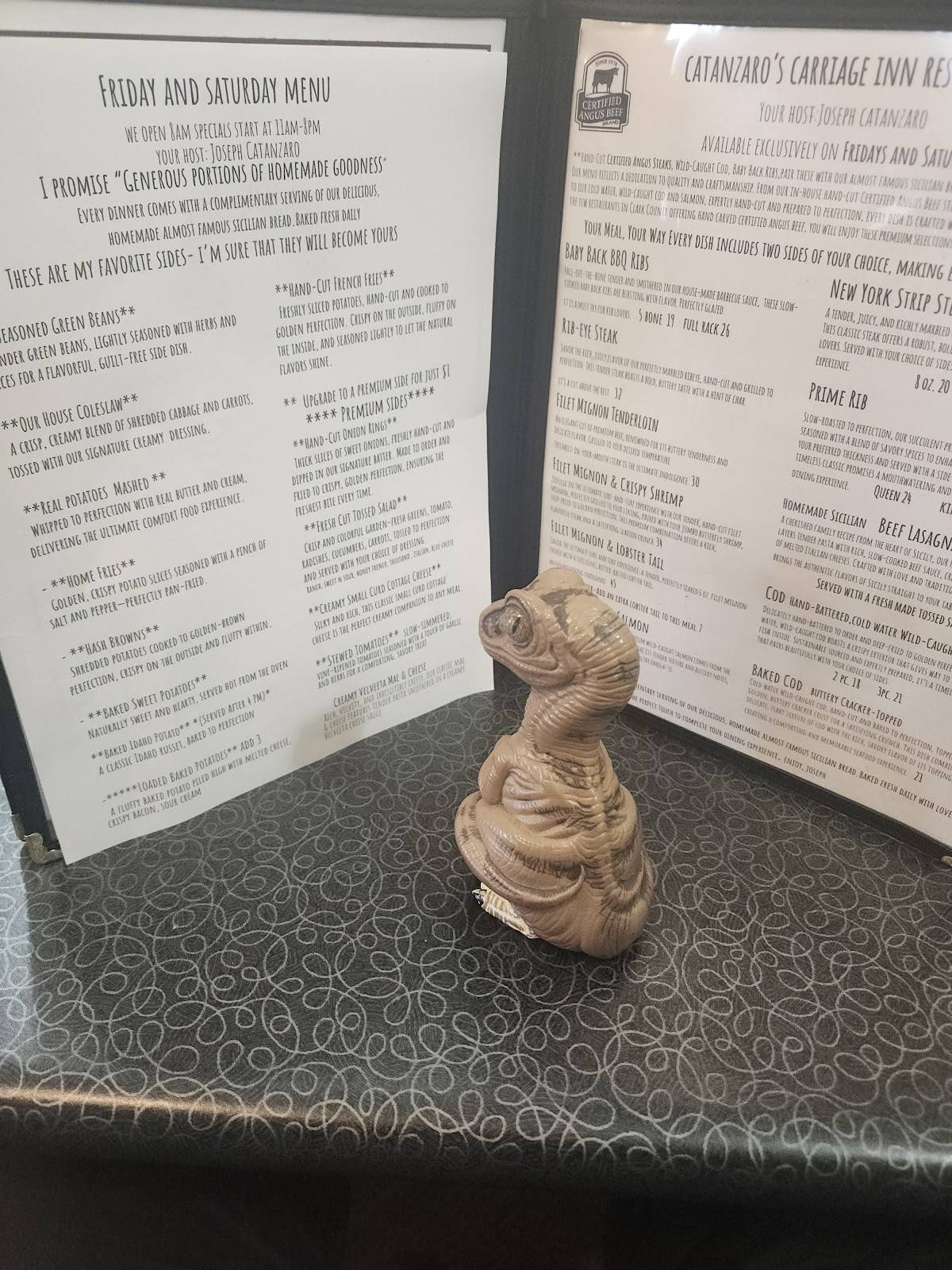 Menu at Carriage Inn Restaurant, Enon