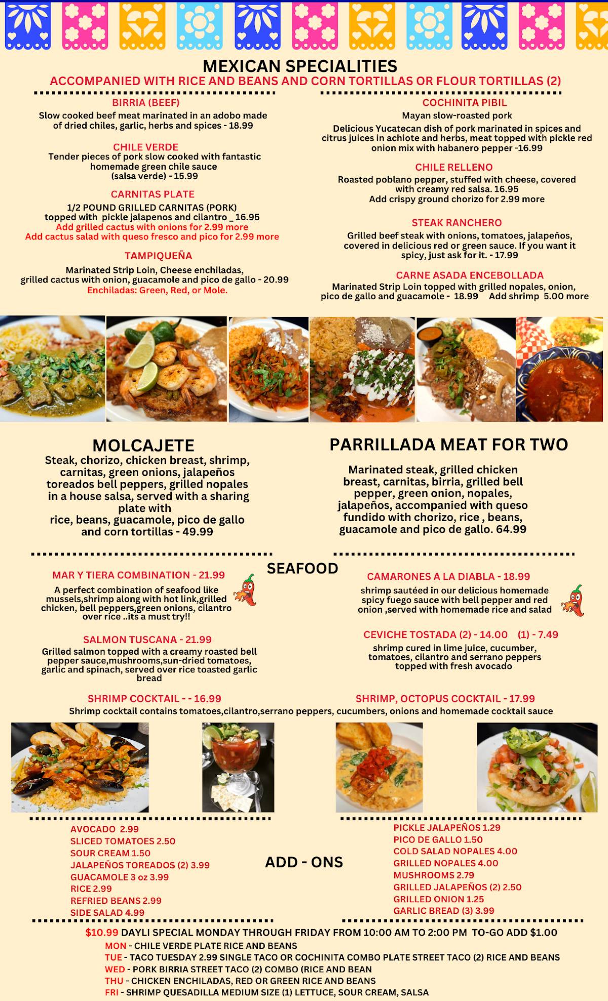 Menu at La Capital Cafe and Grill-Mexican restaurant, Carson City