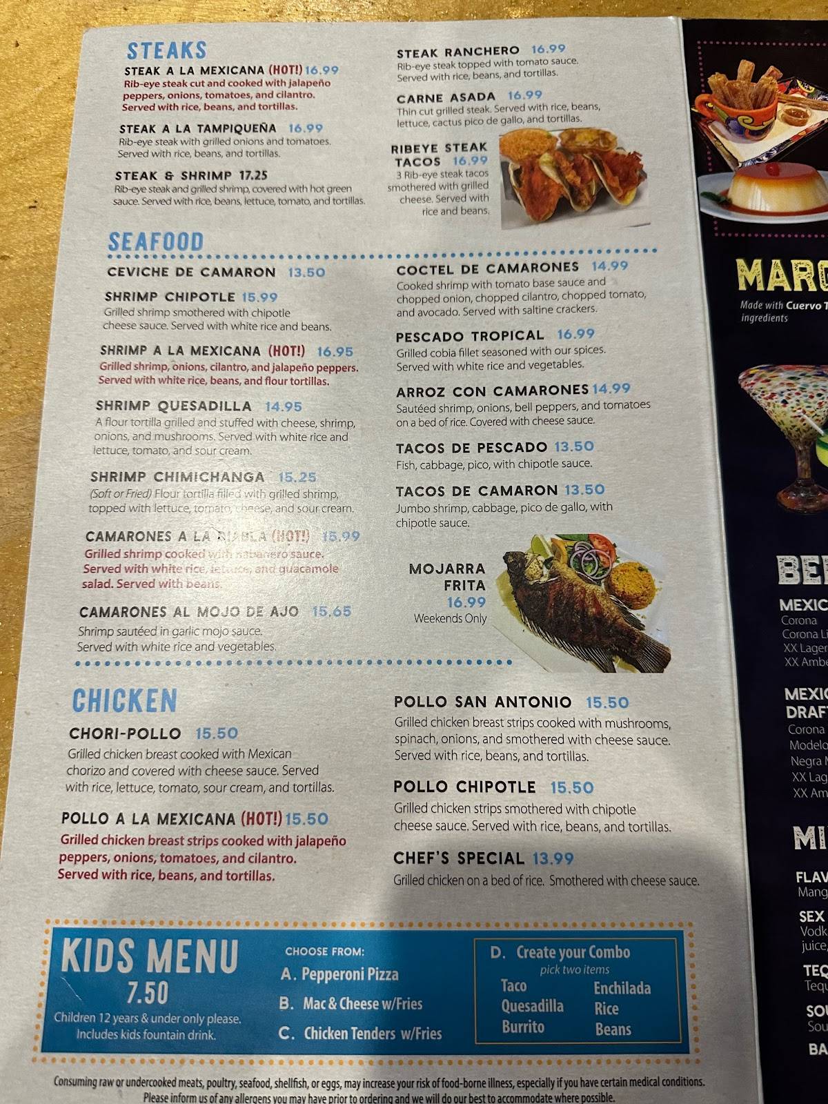 Menu at Casa Agave Mexican Grill restaurant, Wildwood