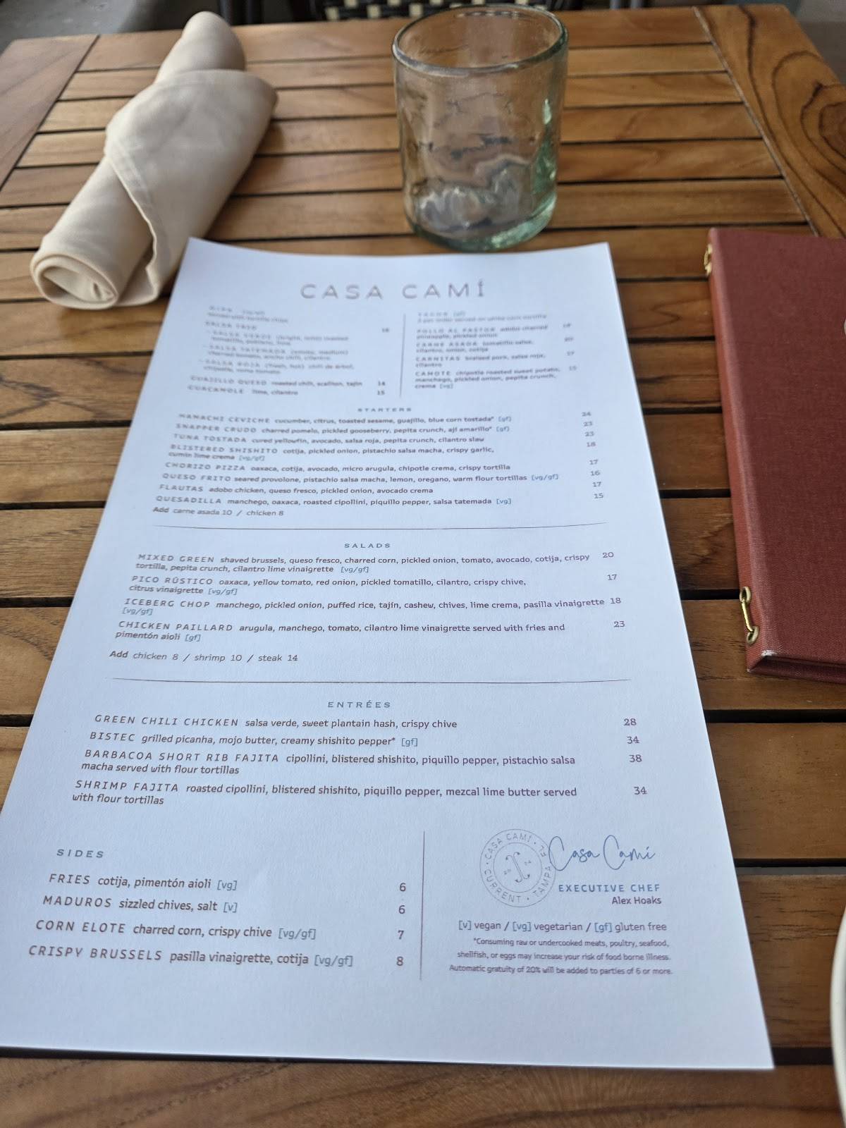Menu at Casa Cami pub & bar, Tampa