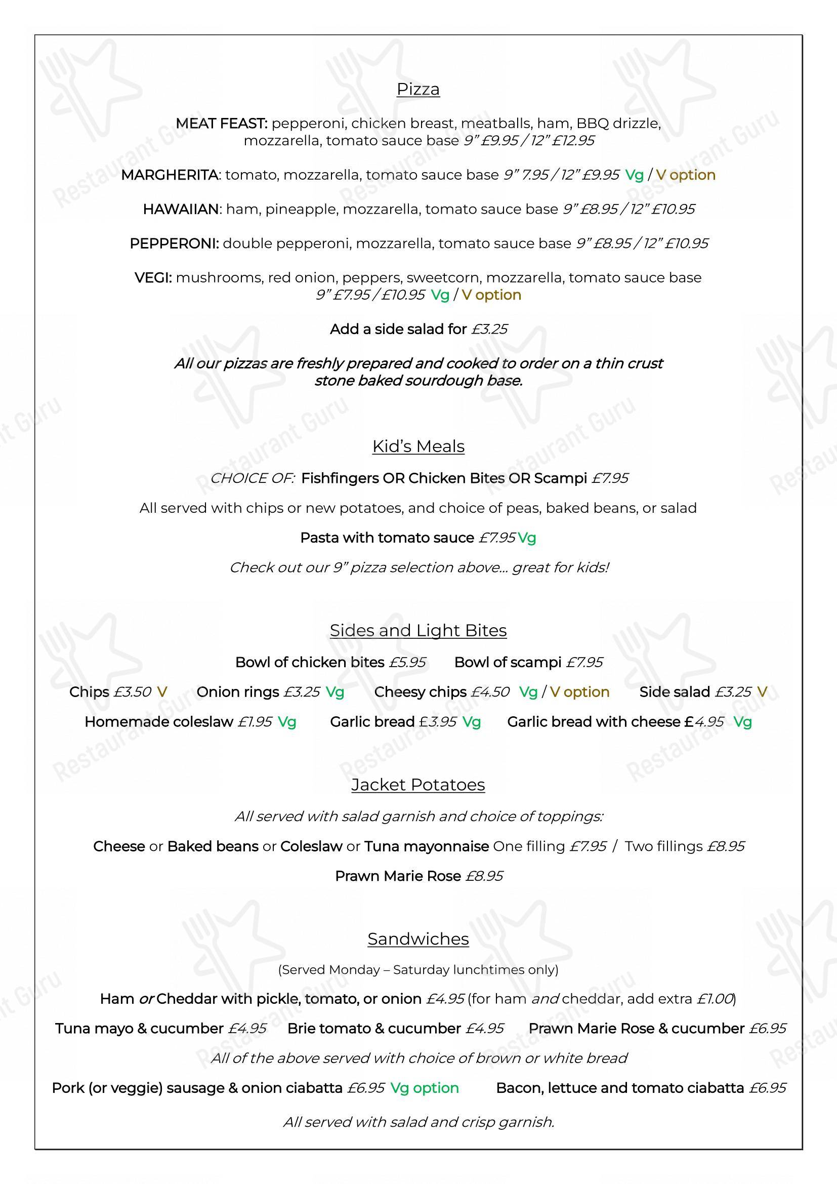 Menu at Castle Inn pub & bar, Pevensey