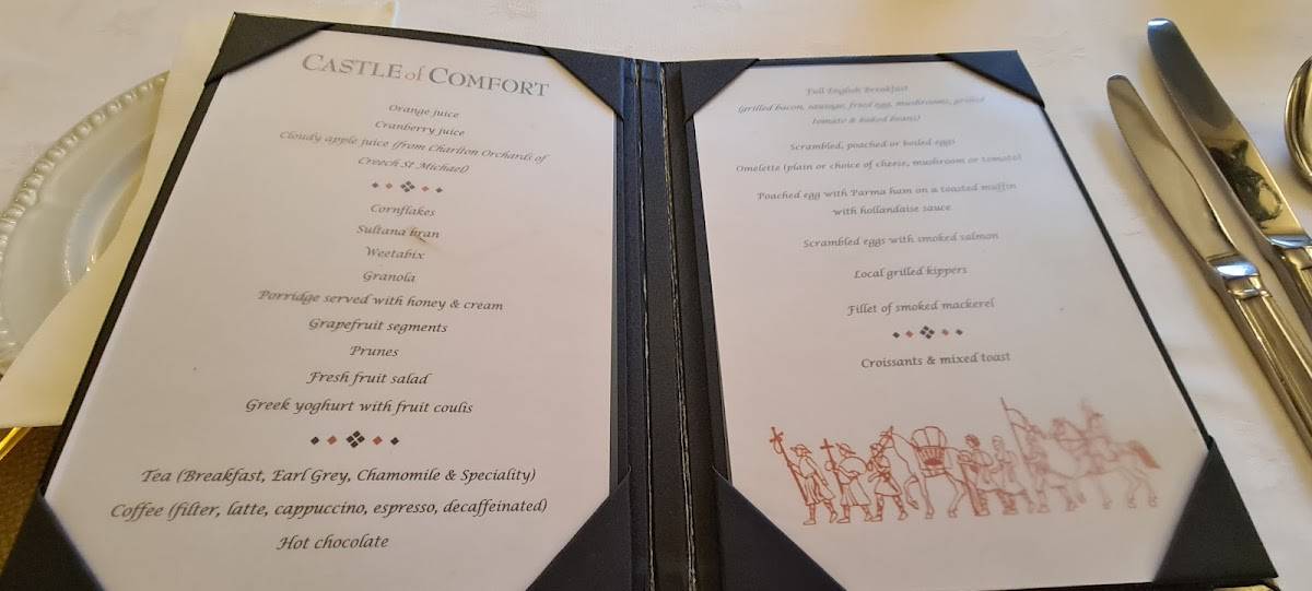 Menu at Castle of Comfort Hotel & Restaurant, Nether Stowey, Castle of ...