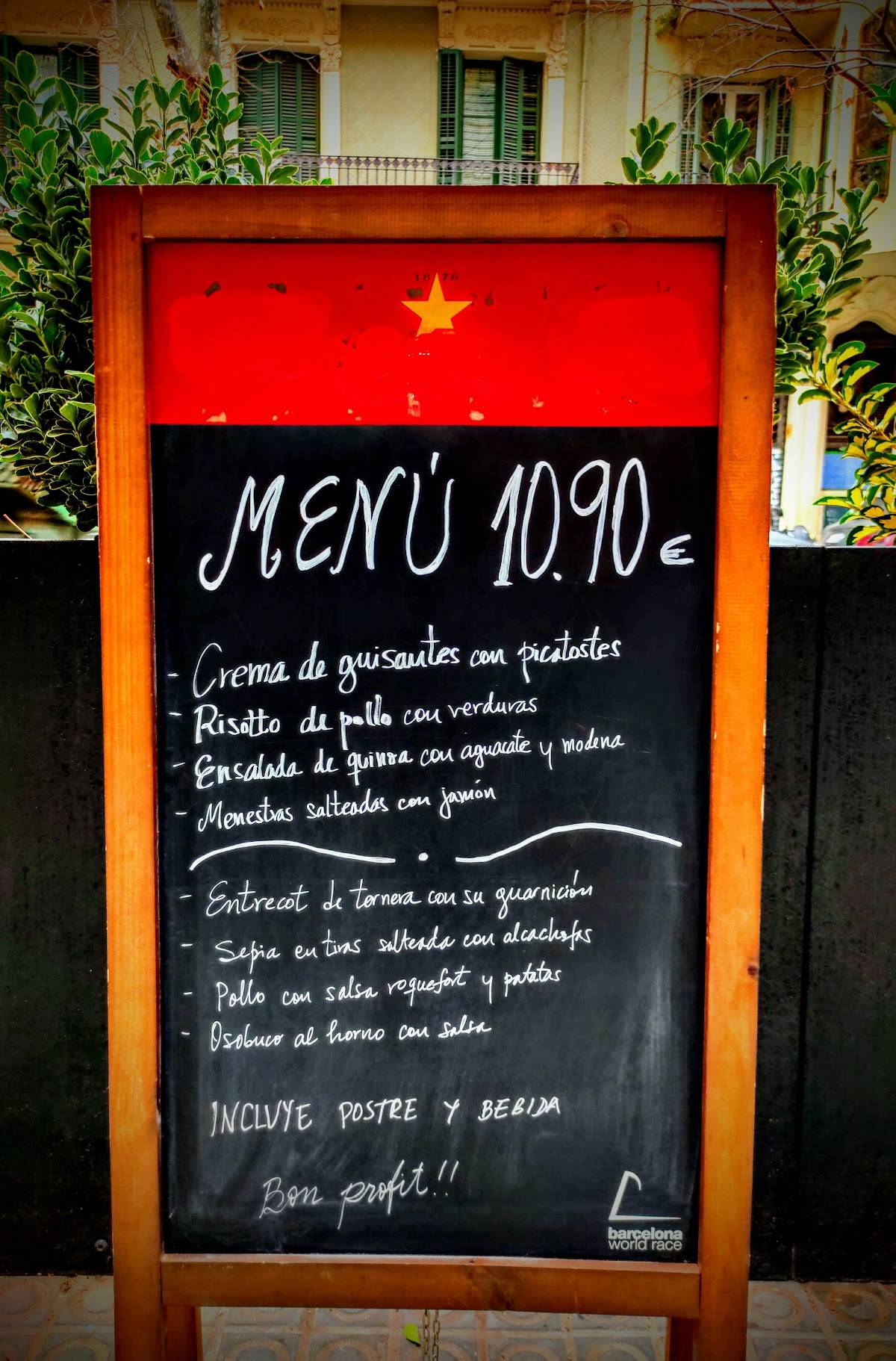 Menu at Central Barcelona restaurante, Barcelona, Carrer d'Aribau