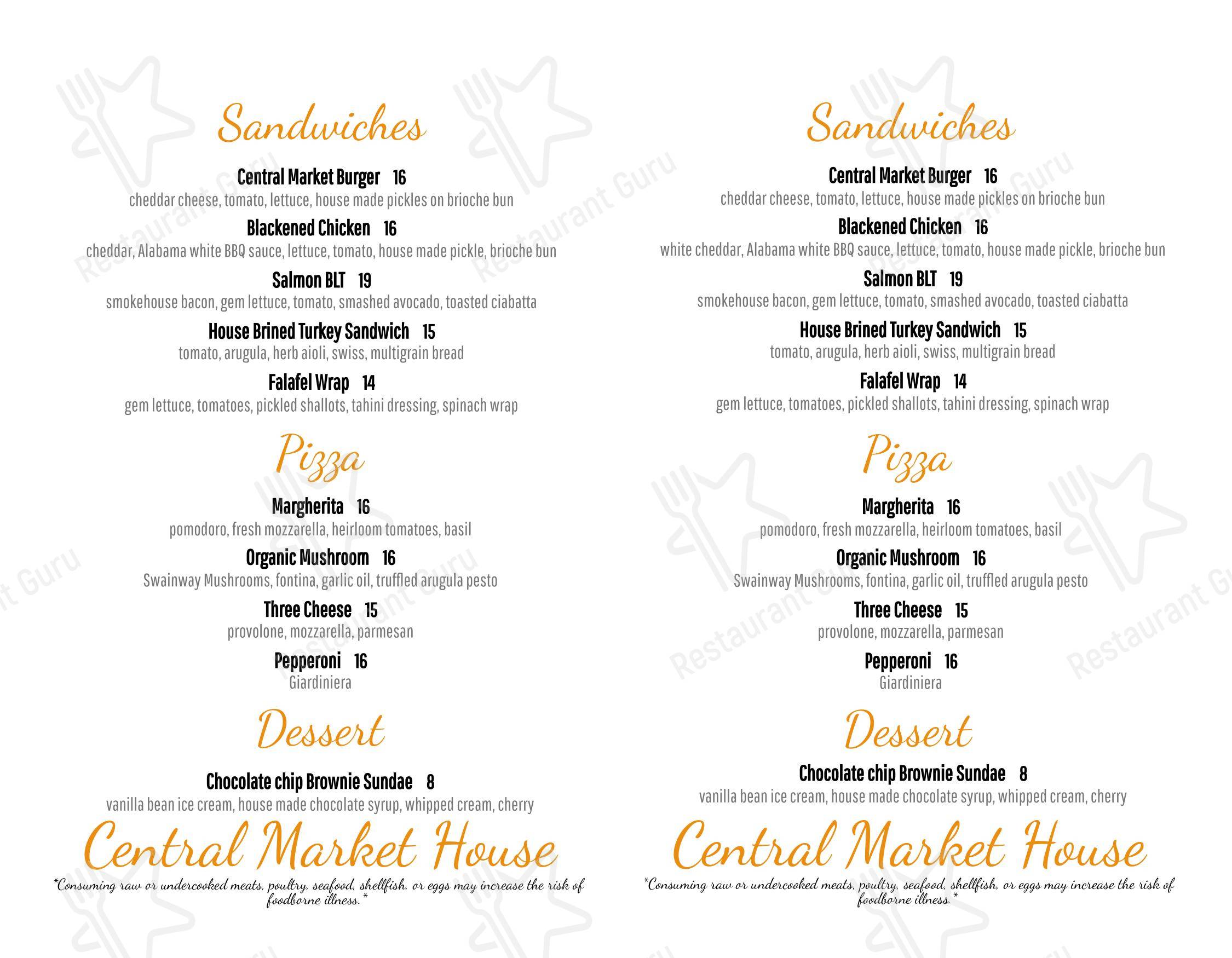 Menu at Central Market House pub & bar, Columbus