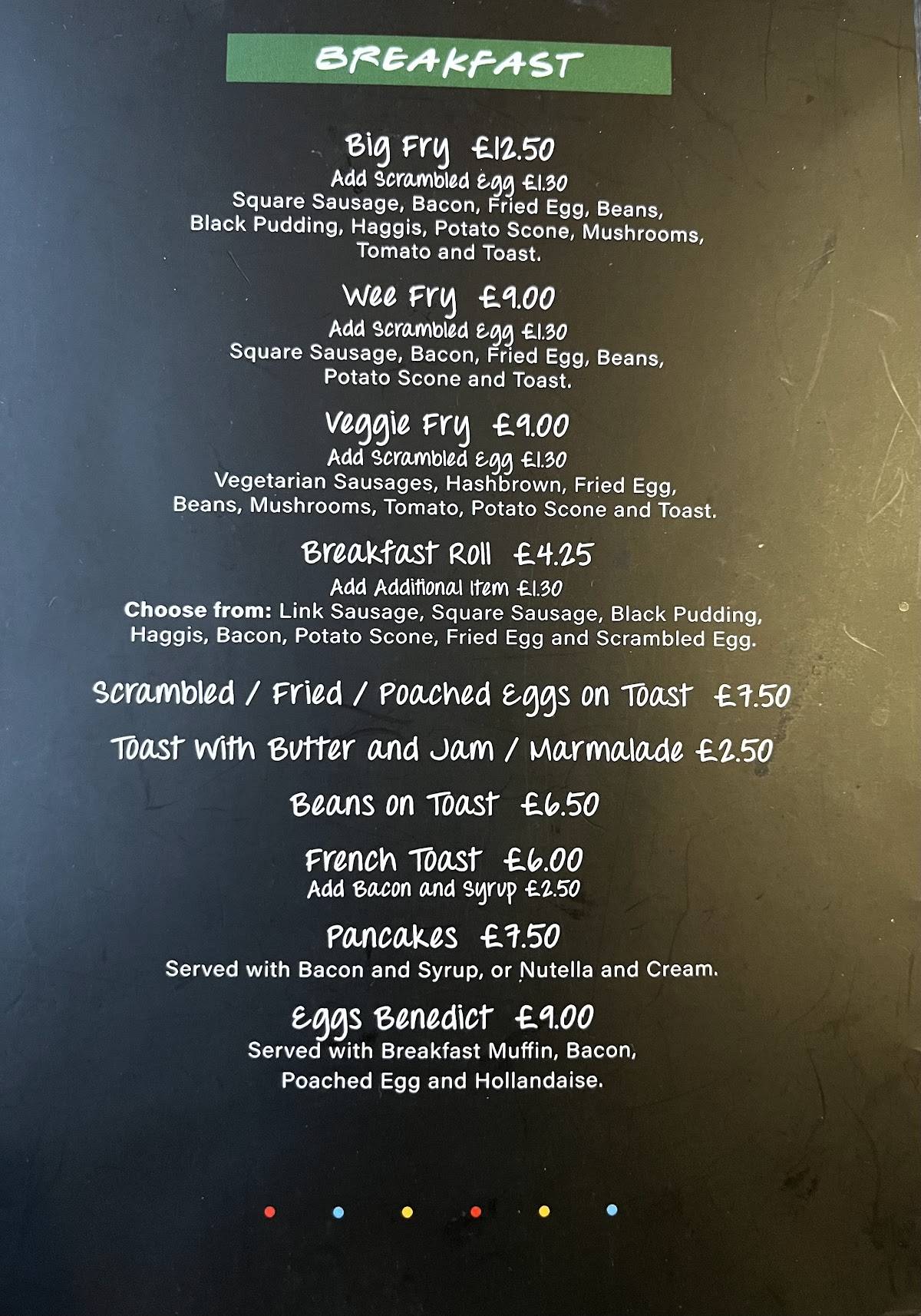 Menu at Central Perk Falkirk cafe, Falkirk
