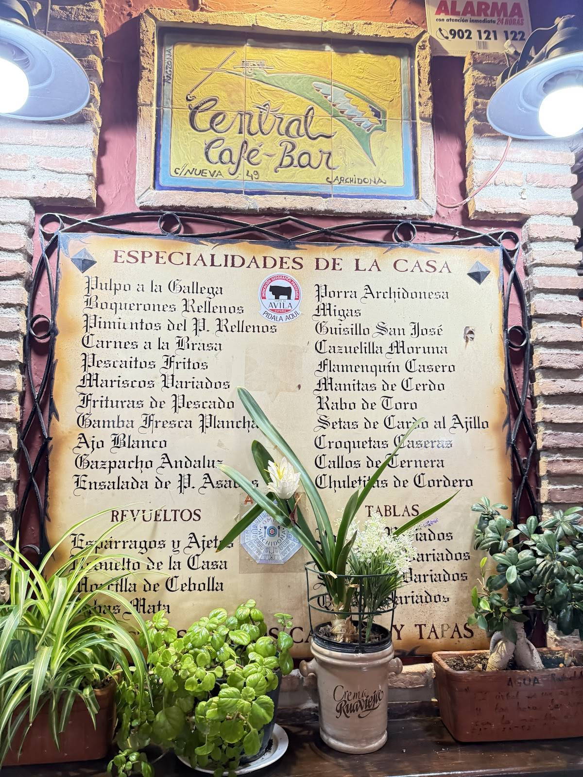 Menu at Central Restaurante, Archidona