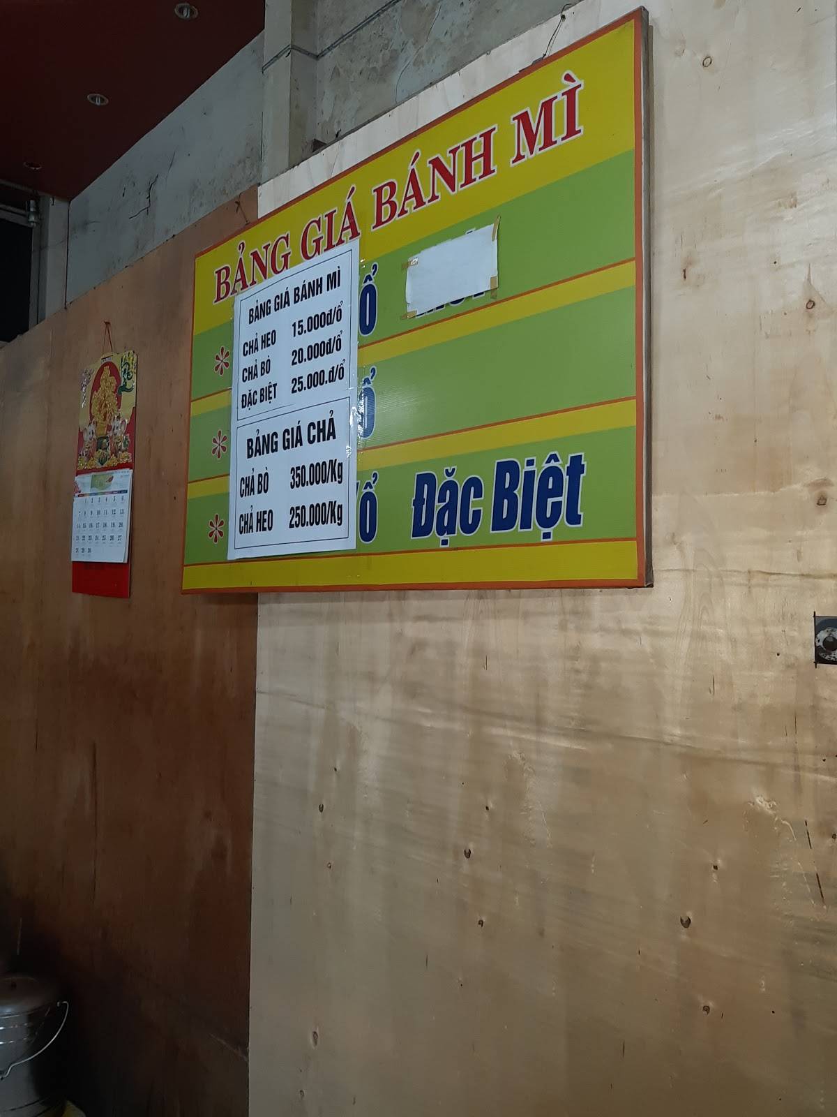 Menu at Bánh Mì Ông Tý, Da Nang