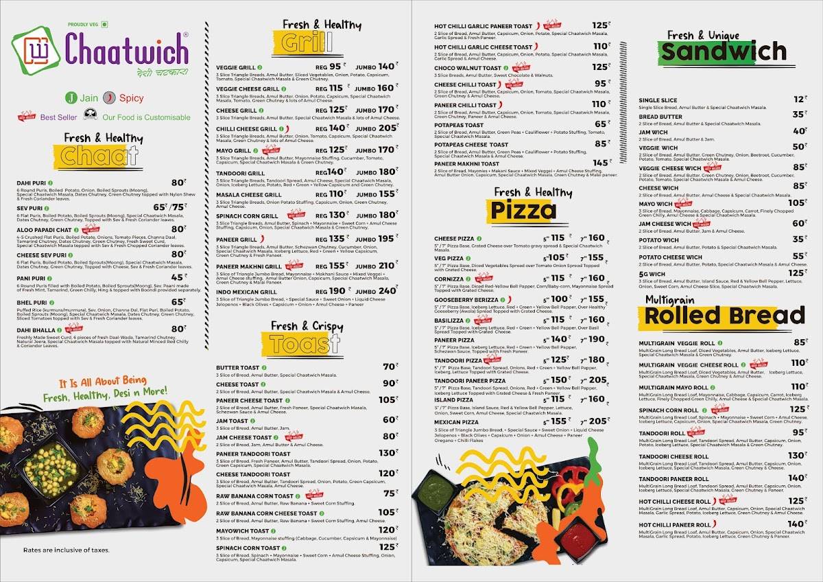 Menu at Chaatwich, Sector 11, Ghansoli, Navi Mumbai