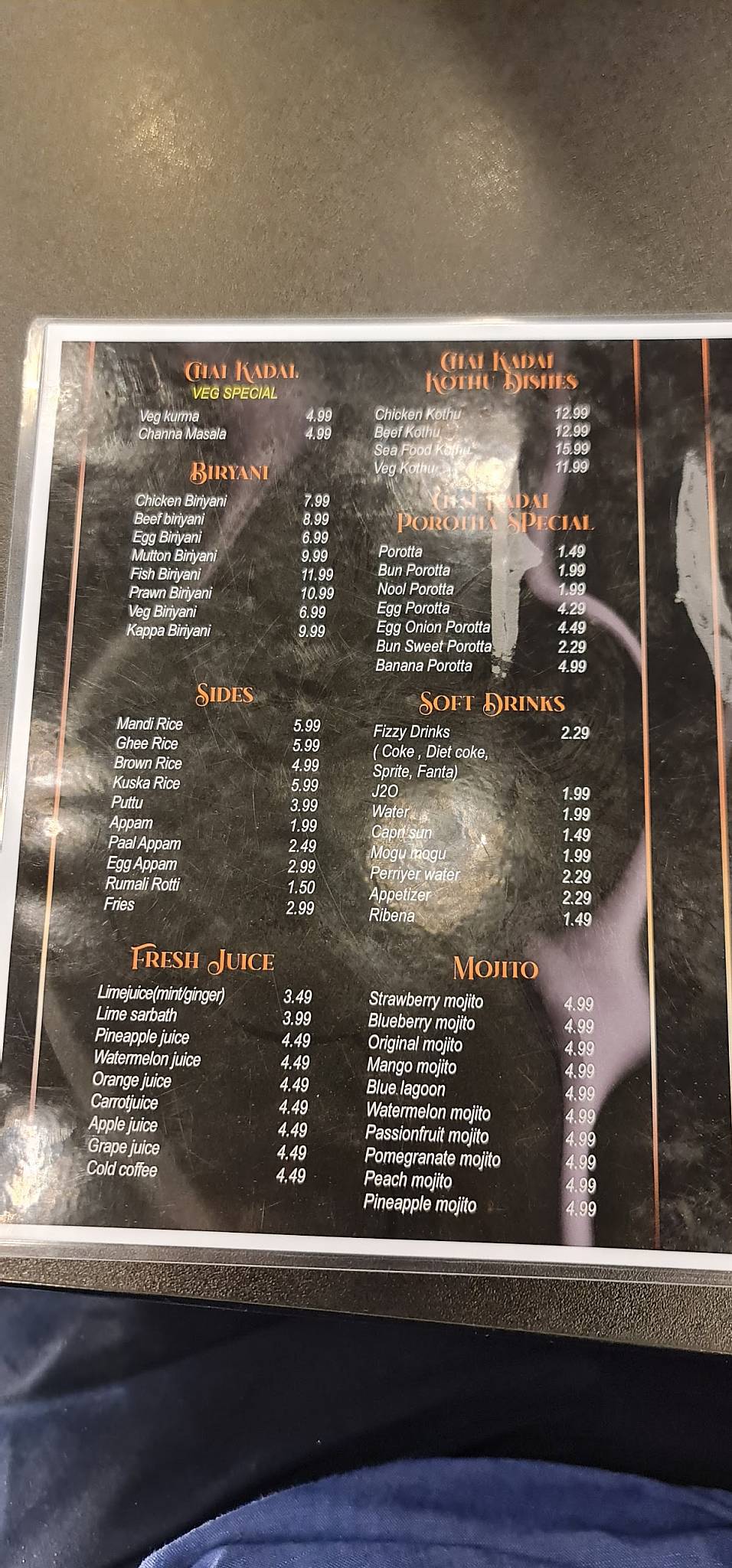 Menu at Chai Kadai Upton Park restaurant, London