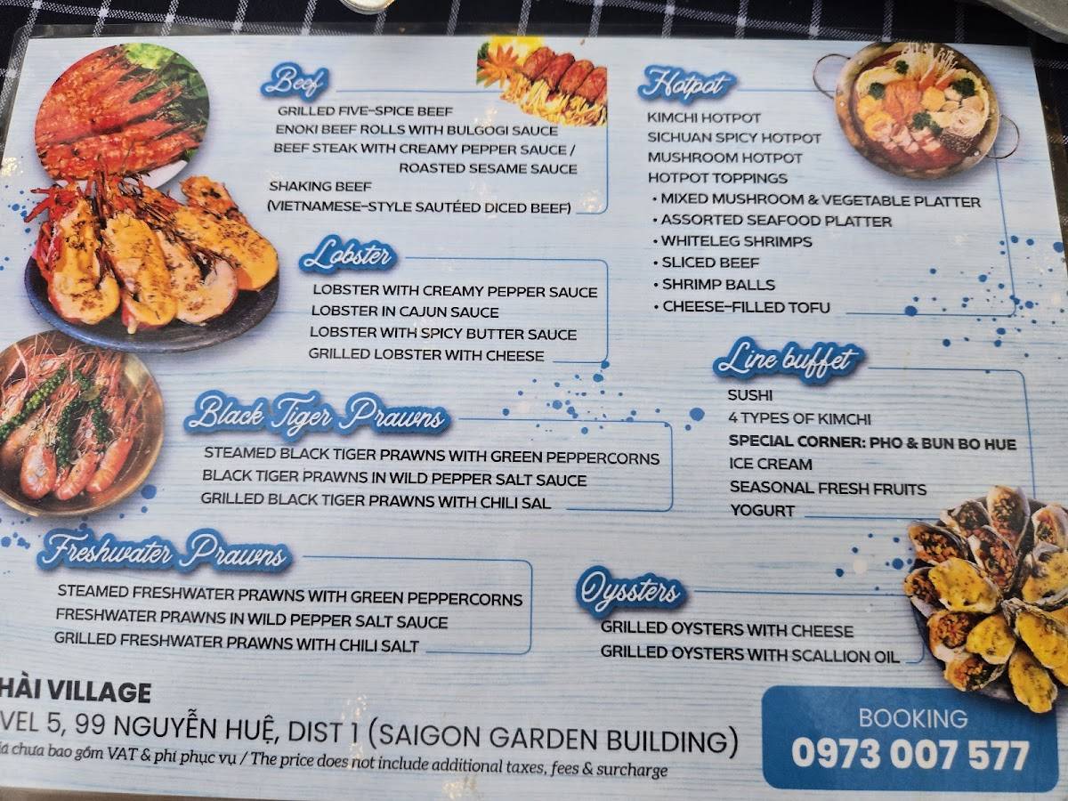 Menu at Chài Village restaurant, Ho Chi Minh City, tòa nhà Saigon Garden