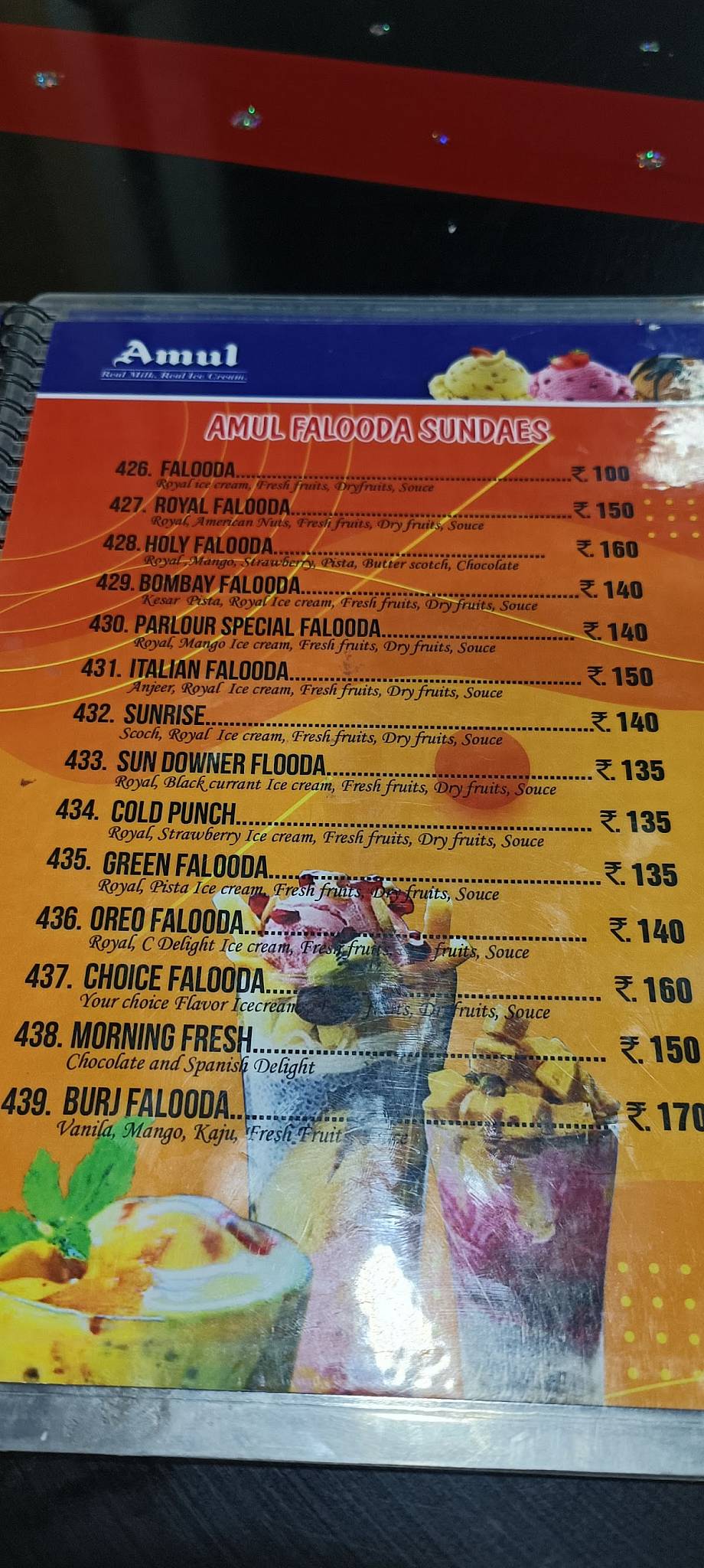 Menu at Amul Ice Cream Parlour kottakkal, Changuvetty