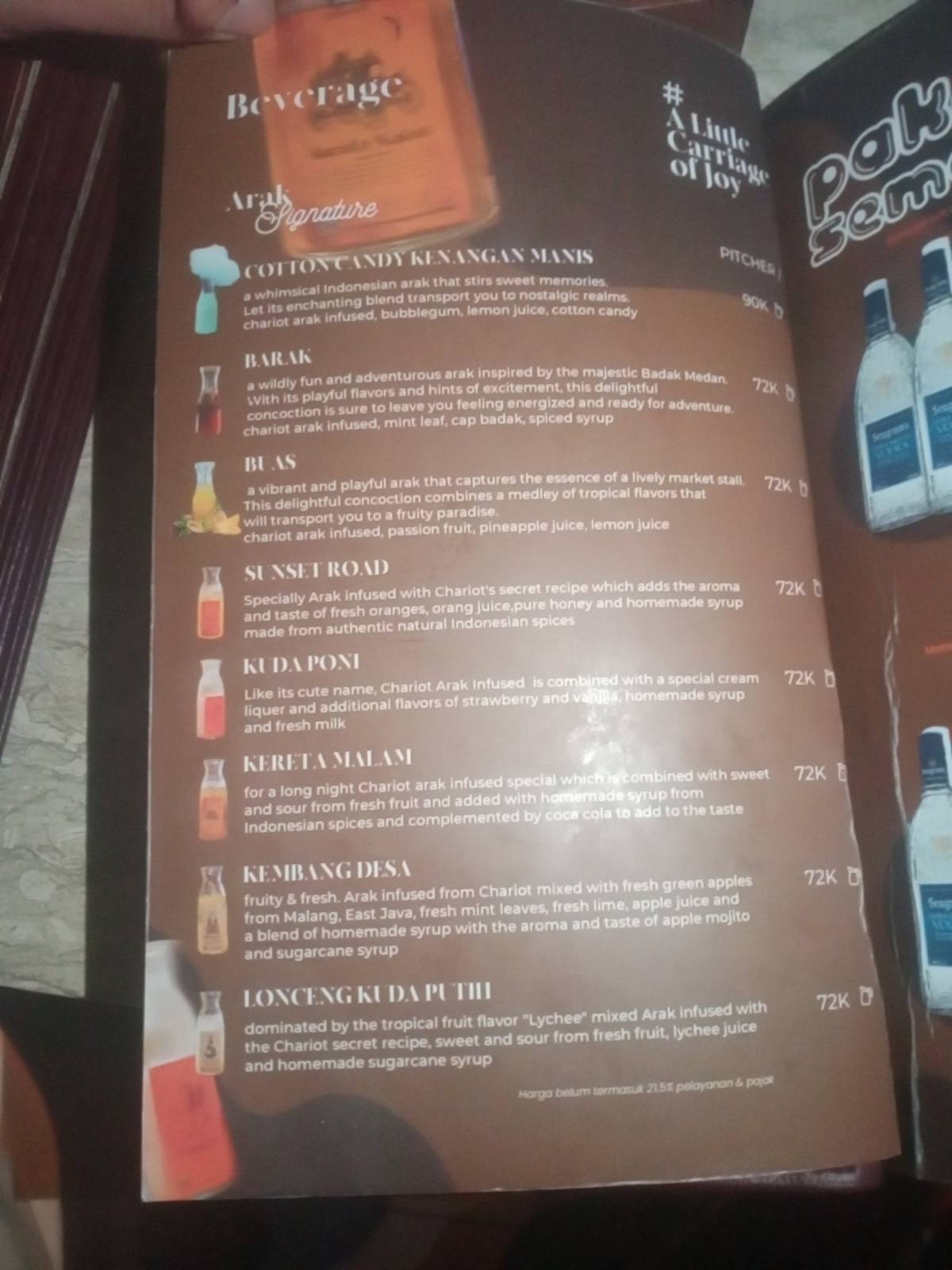 Menu at Chariot Restaurant & Bar, Mengwi