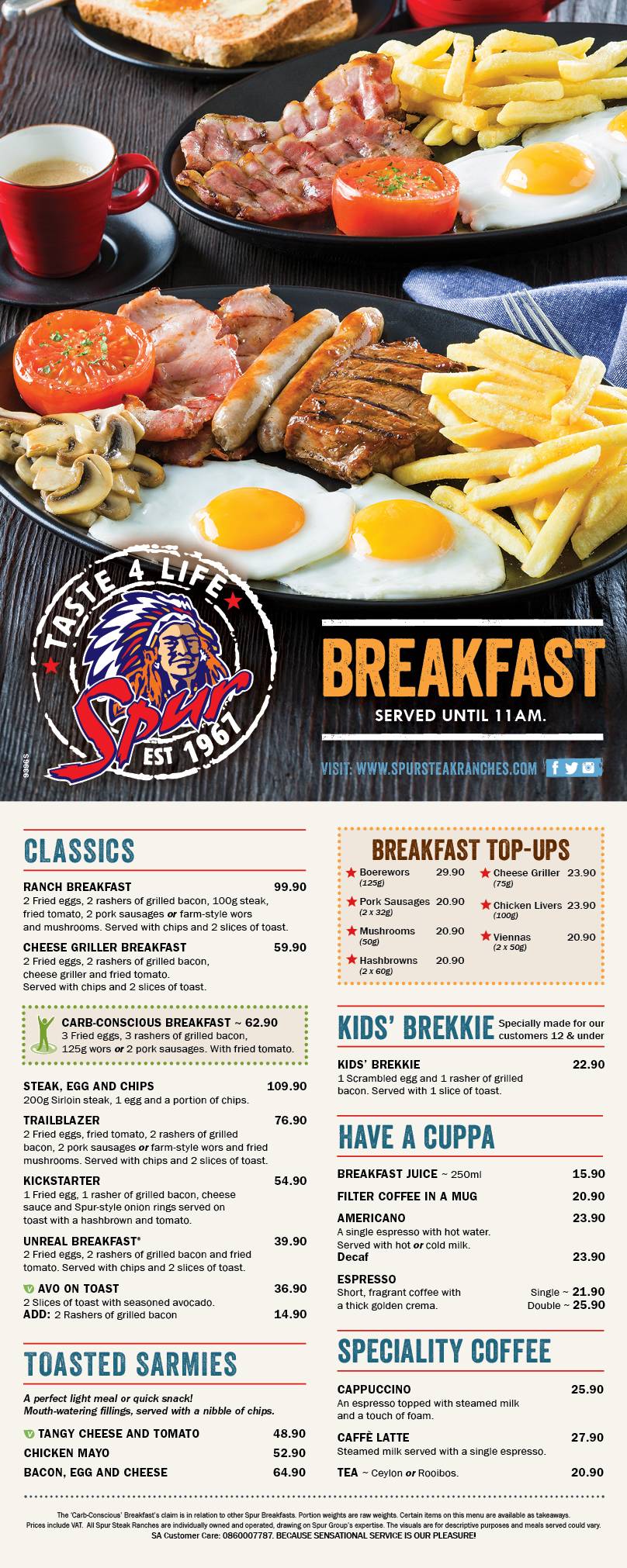 Menu at Checotah Spur Steak Ranch (Halaal) restaurant, Chatsworth, Shop 26B