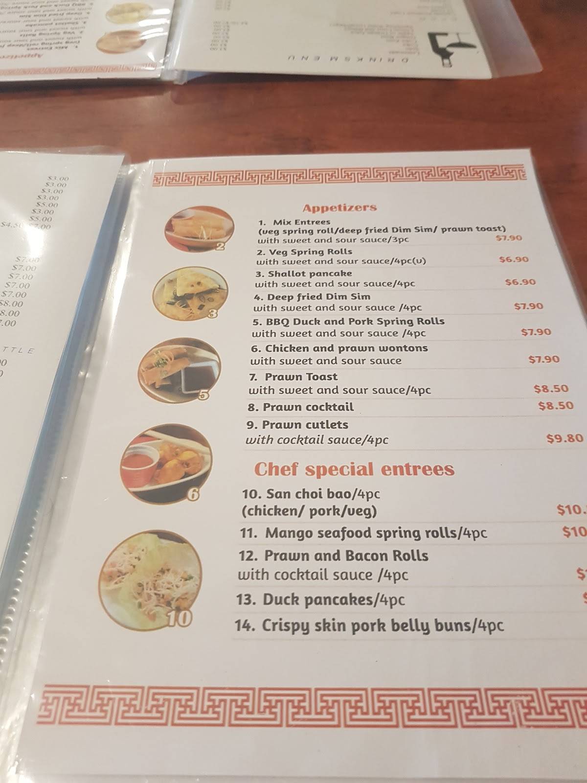 Menu at Chef Tony's Modern Chinese Restaurant, Bomaderry