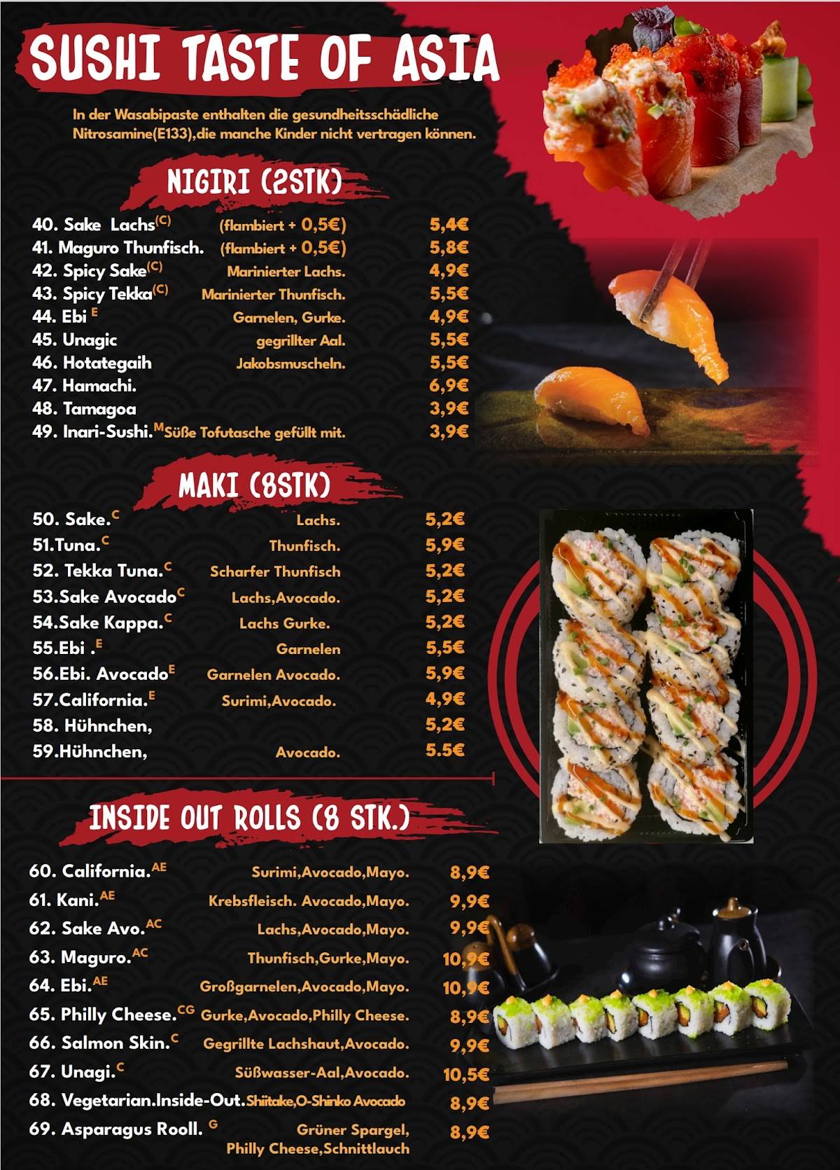 Speisekarte von Taste of Asia Germany GmbH restaurant, Chemnitz