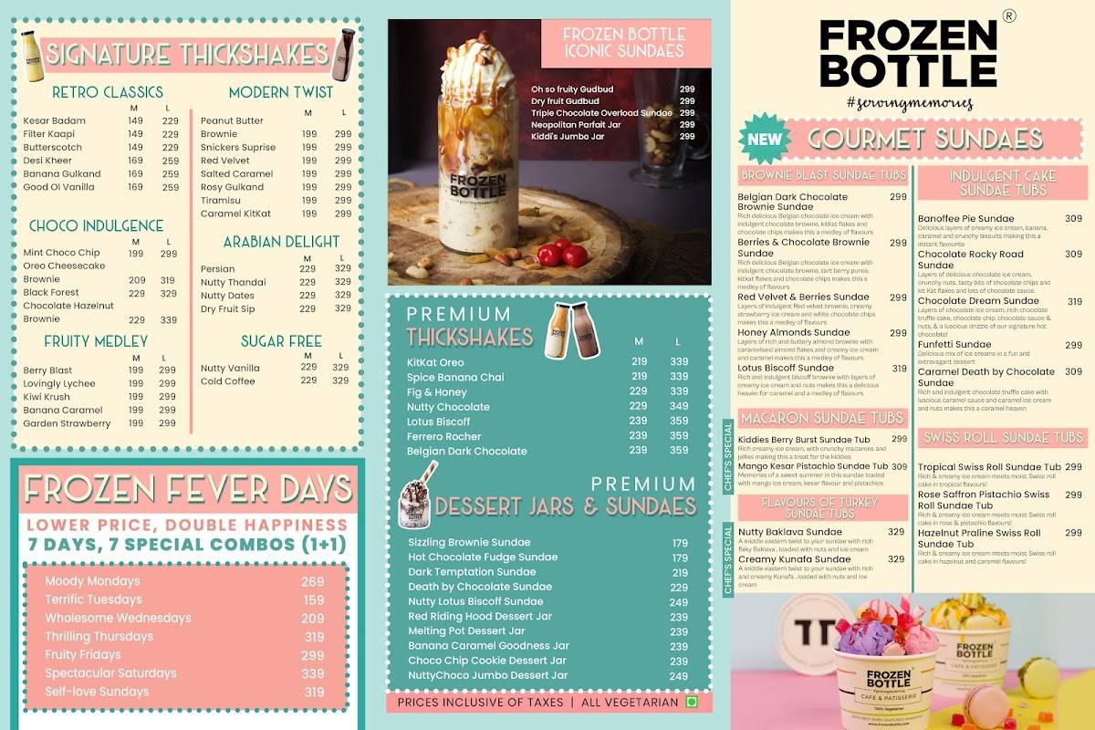 Menu at Frozen Bottle - Milkshakes, Desserts, and Ice Cream, Chennai ...