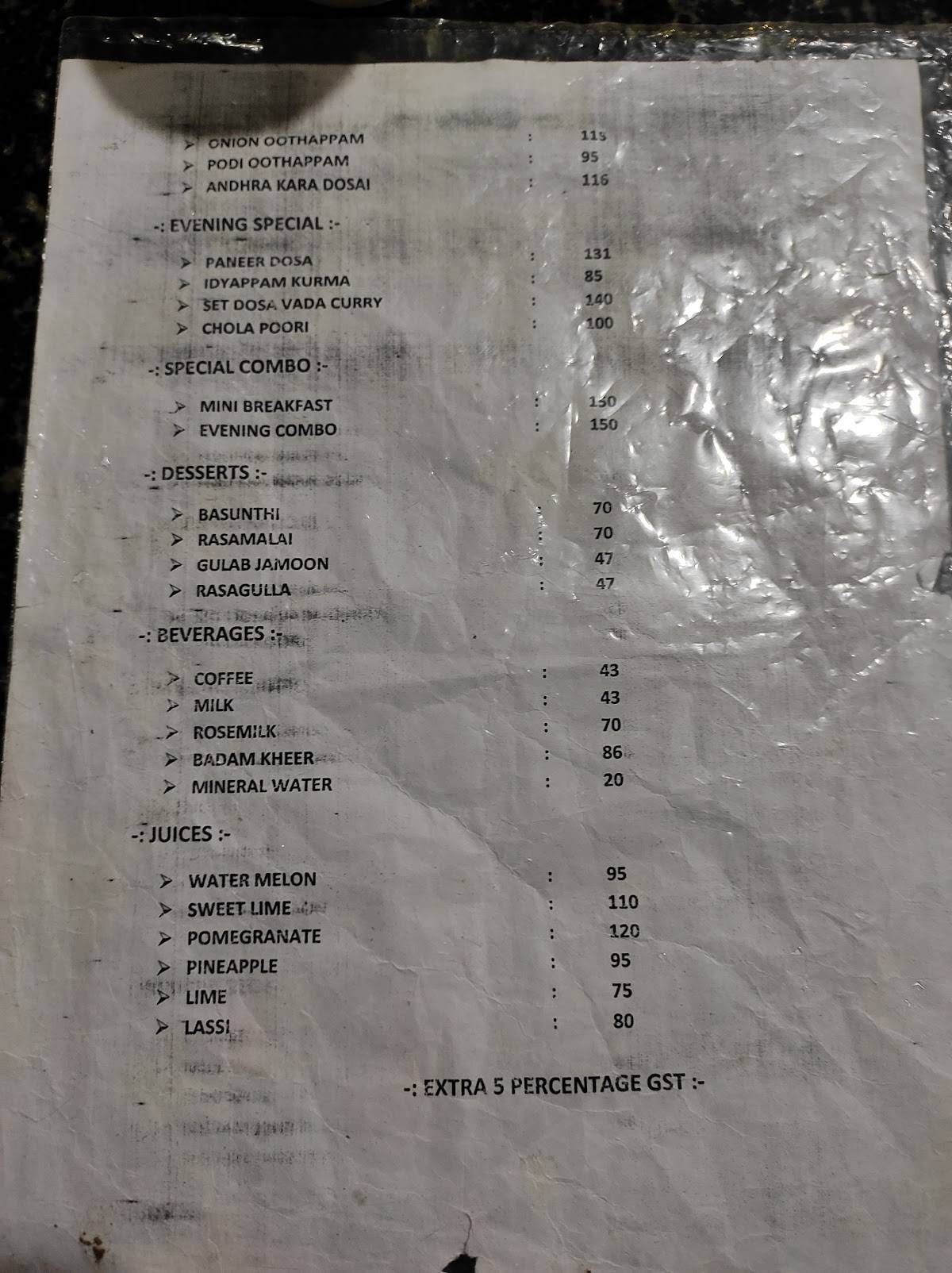 Menu at Ratna Cafe, Chennai, Triplicane High Rd