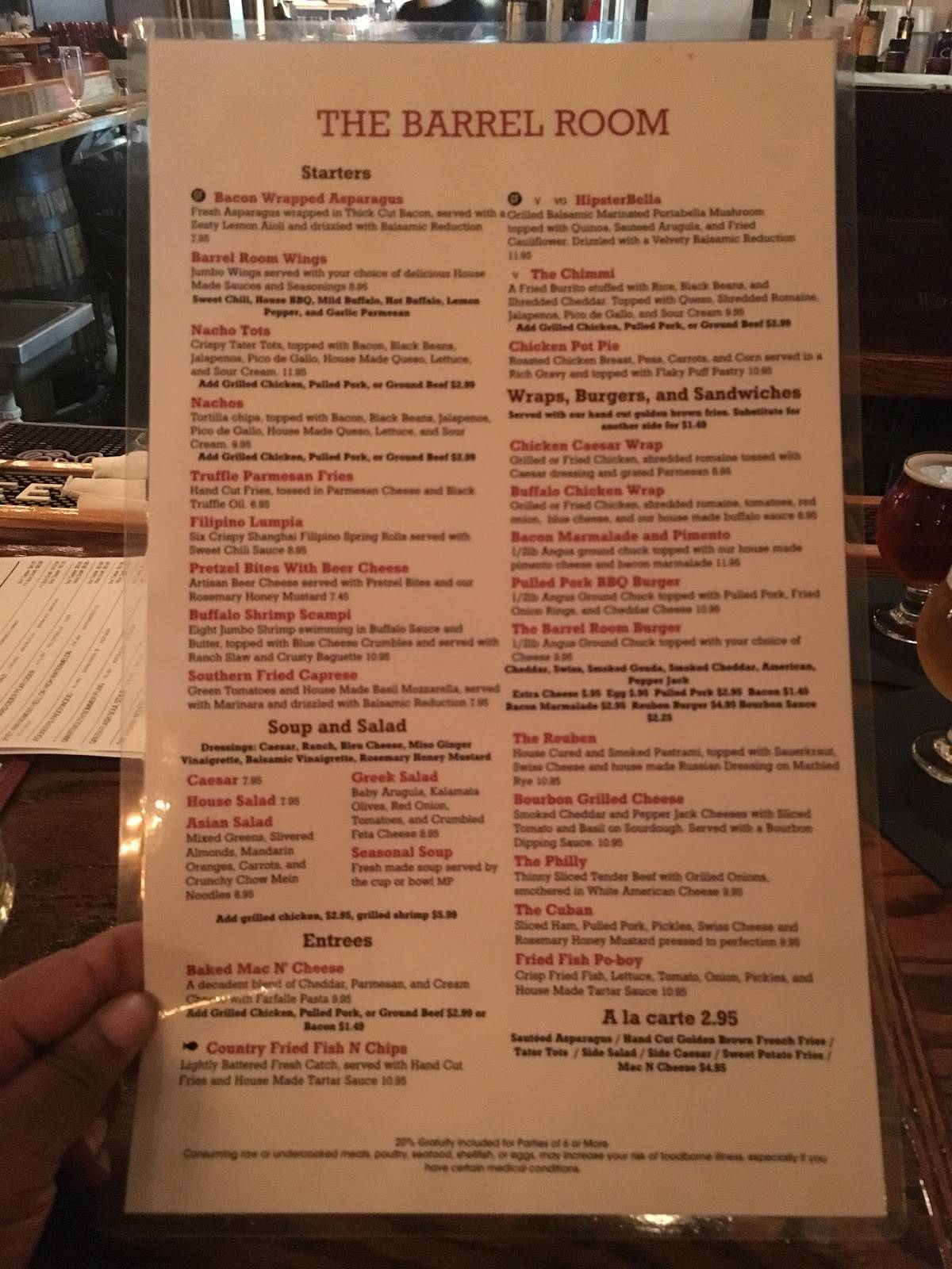 Menu at The Barrel Room, Chesapeake