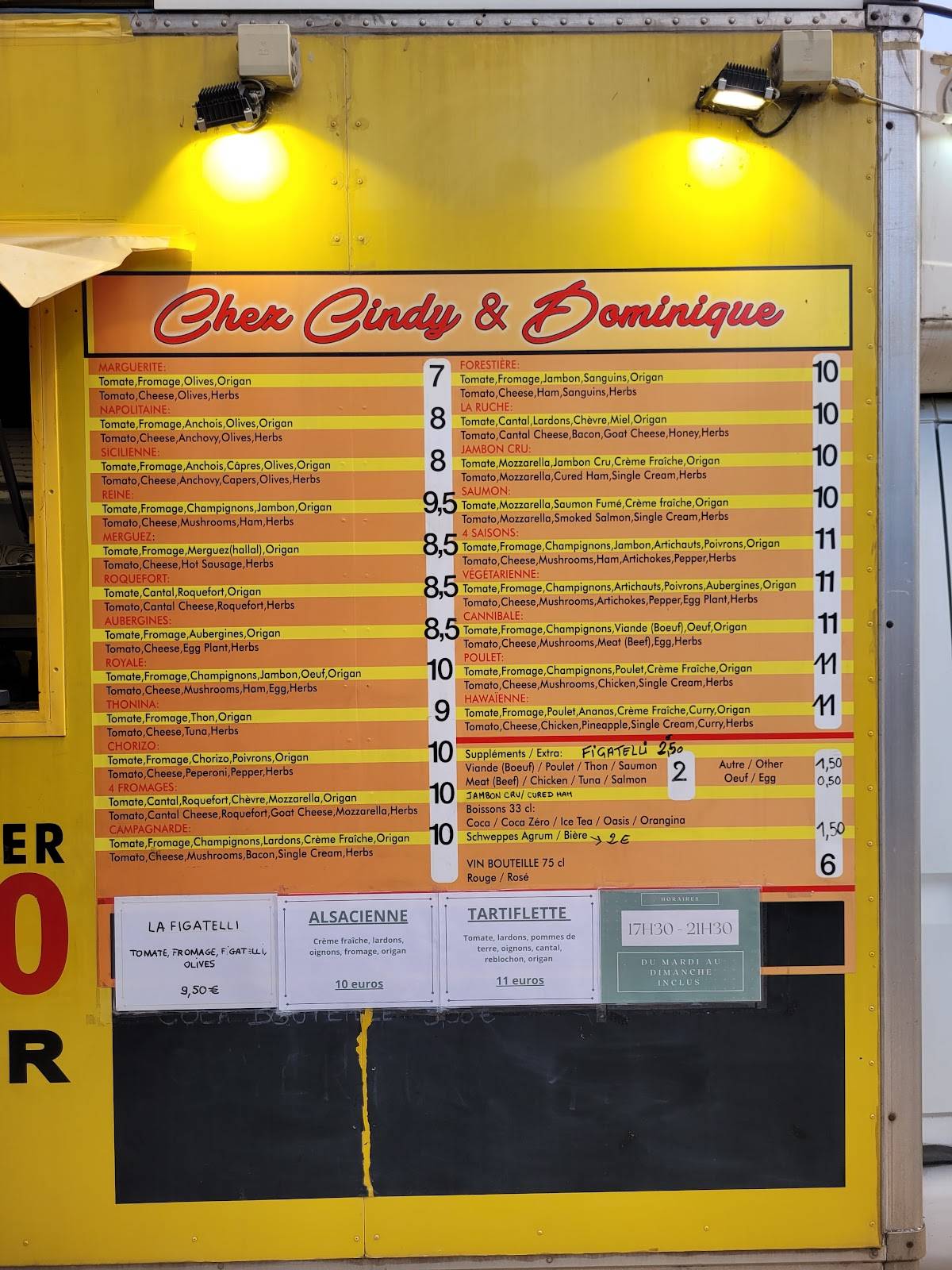 Menu au Chez Cindy & Dominique pizzeria, Nice