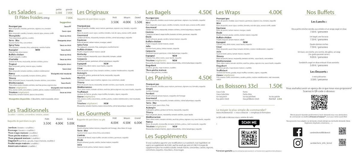 Menu at Chez Mademoiselle Benoît, Grâce-Hollogne