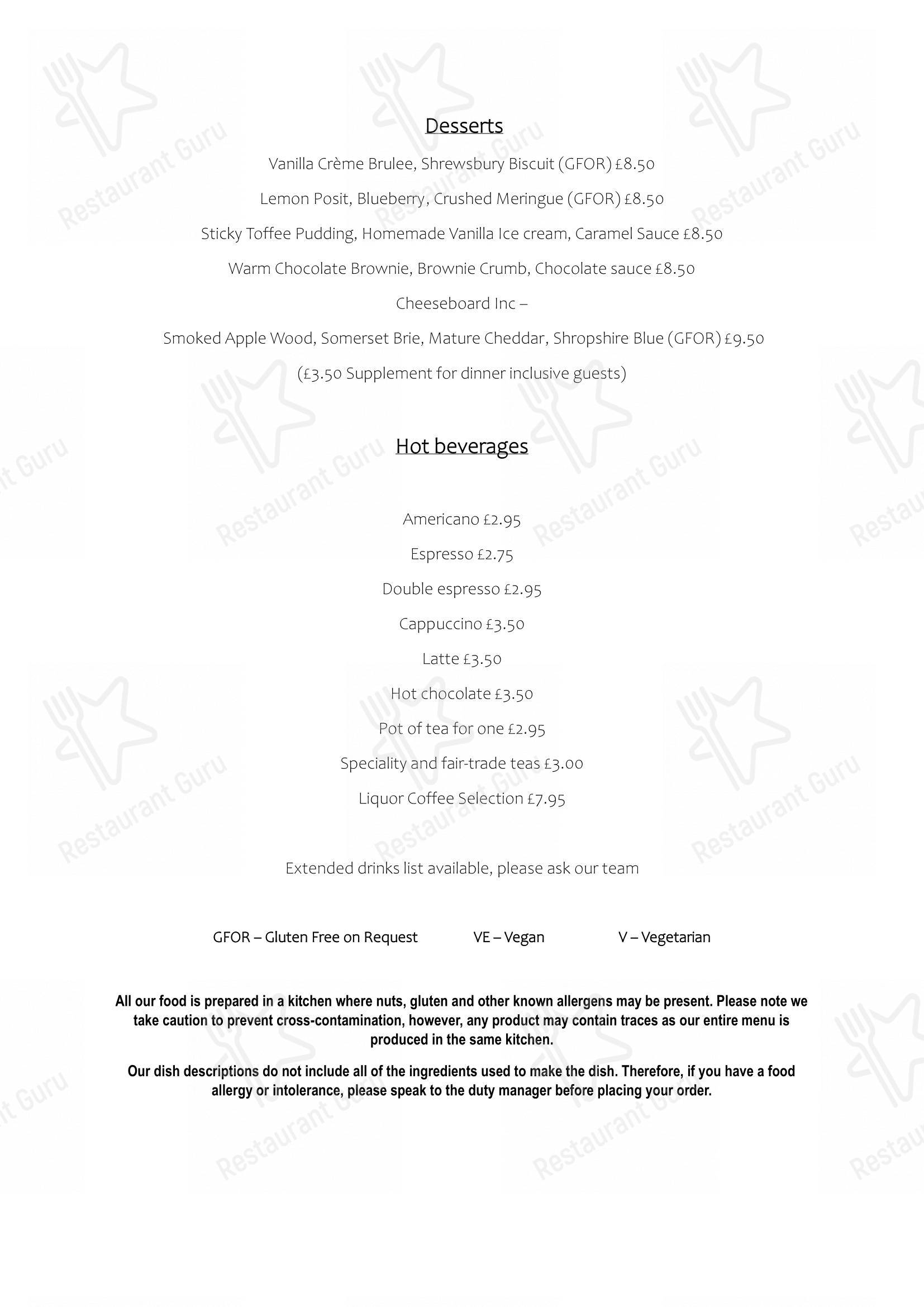 Menu at Chez Maw Restaurant, Telford