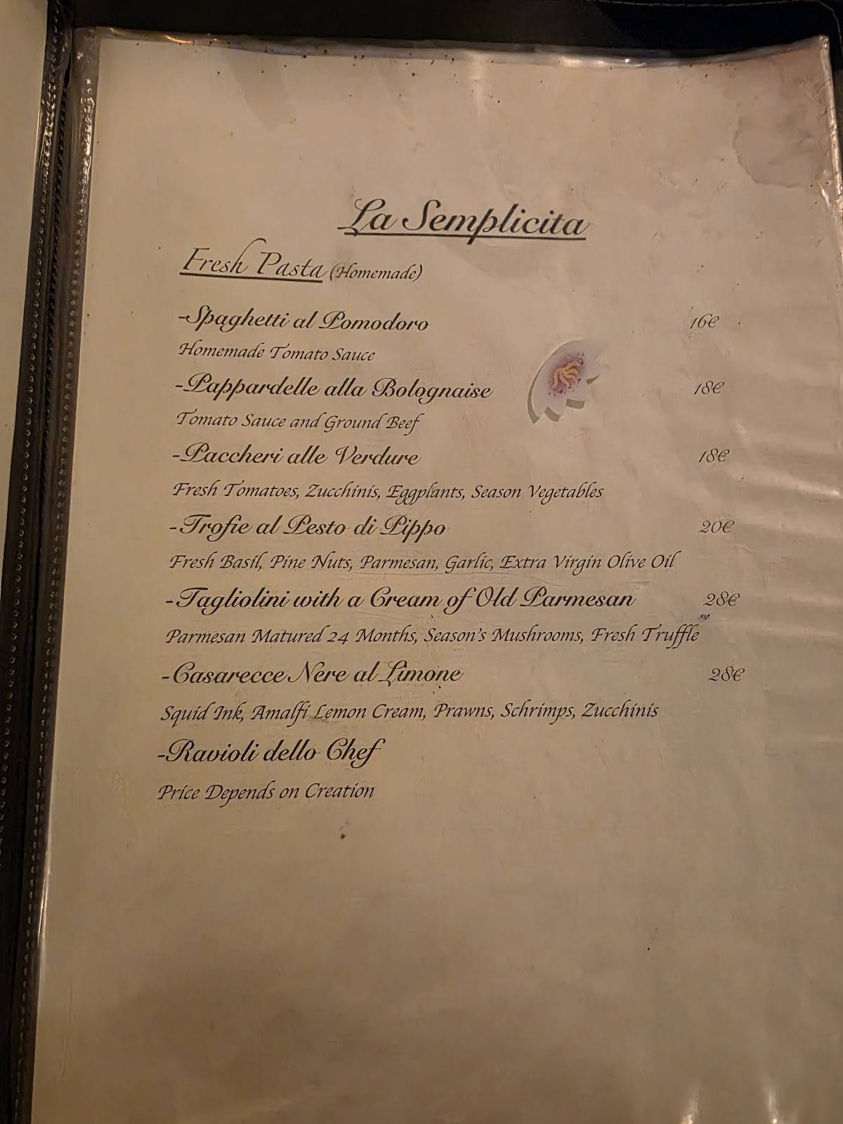 Menu at Chez Pippo pizzeria, Paris, 31 Av. de la Bourdonnais