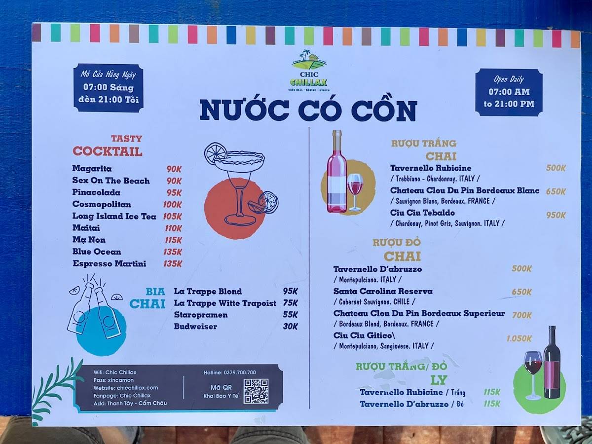 Menu at Chillax Eatery & Hangout restaurant, Hoi An
