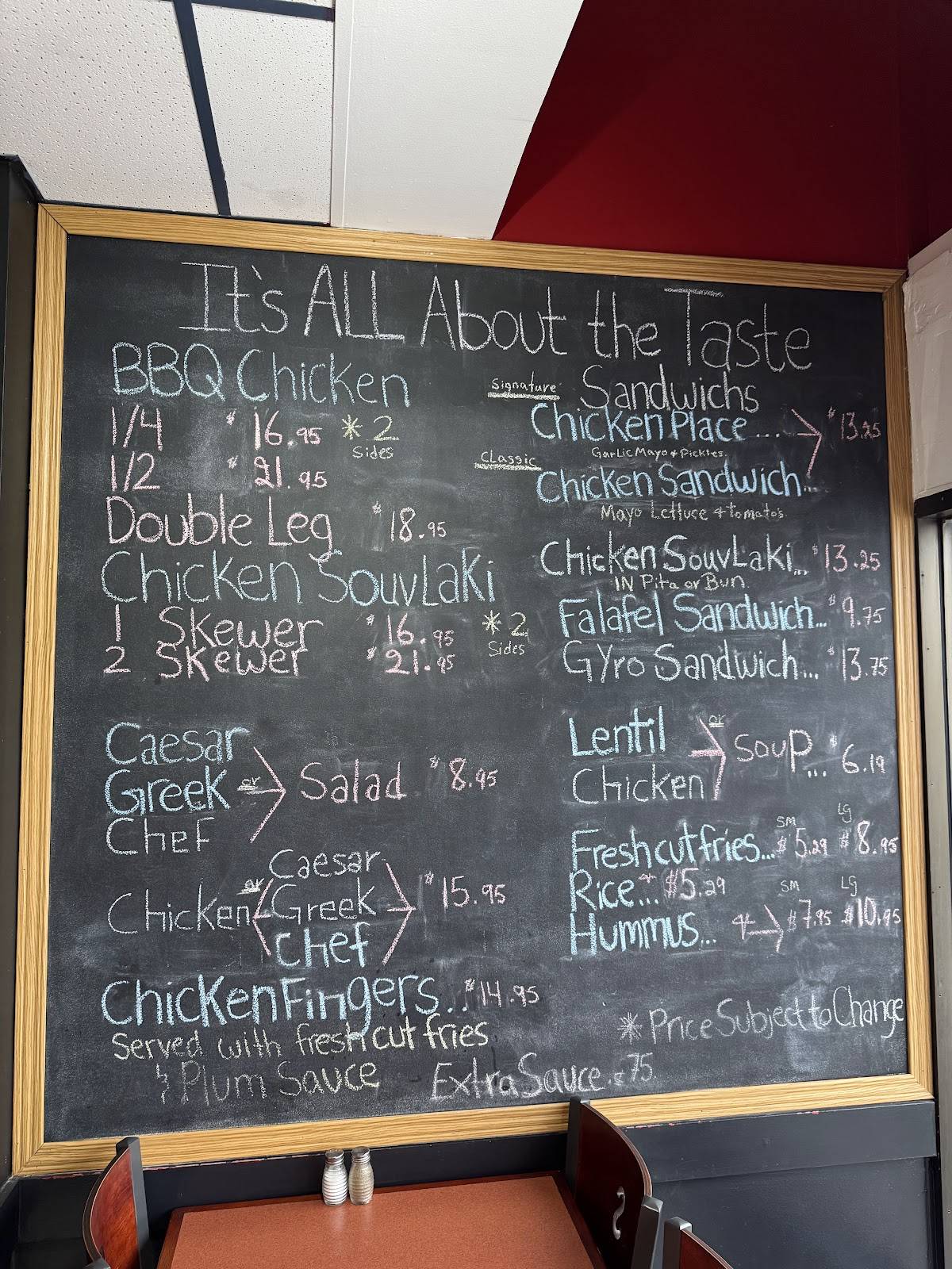 Menu at Chicken place BBQ, Toronto, 586 Champagne Dr