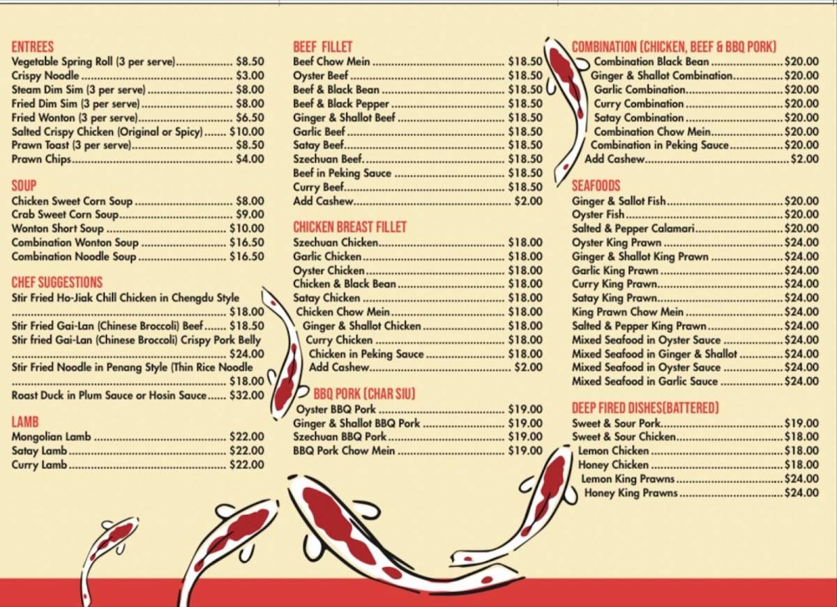 Menu at China Flute Asian Restaurant, Wurtulla