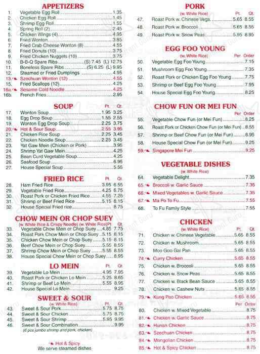 Menu at China Jade restaurant, Grand Blanc