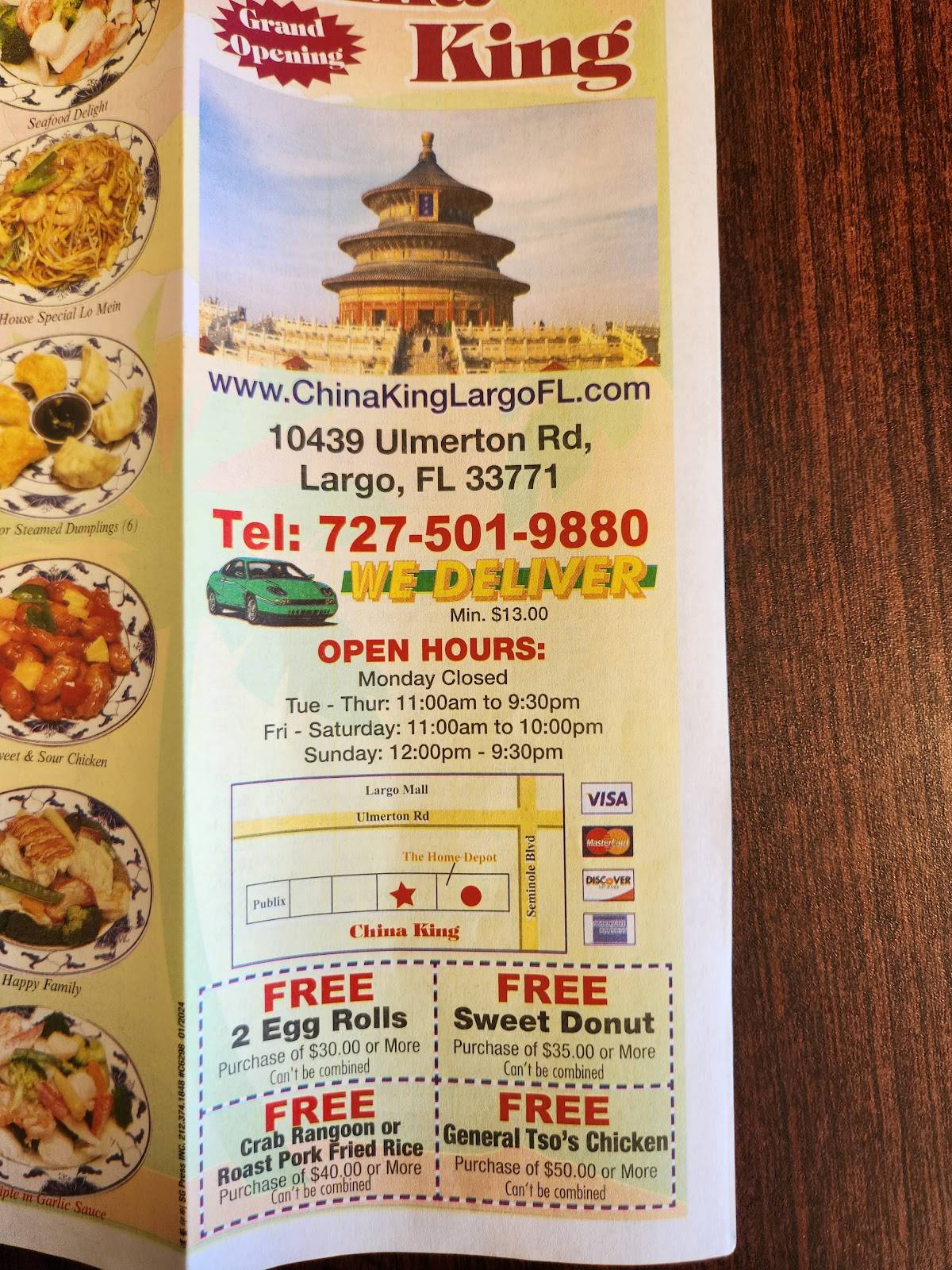 Menu at China King Restaurant, Largo, Ulmerton Rd