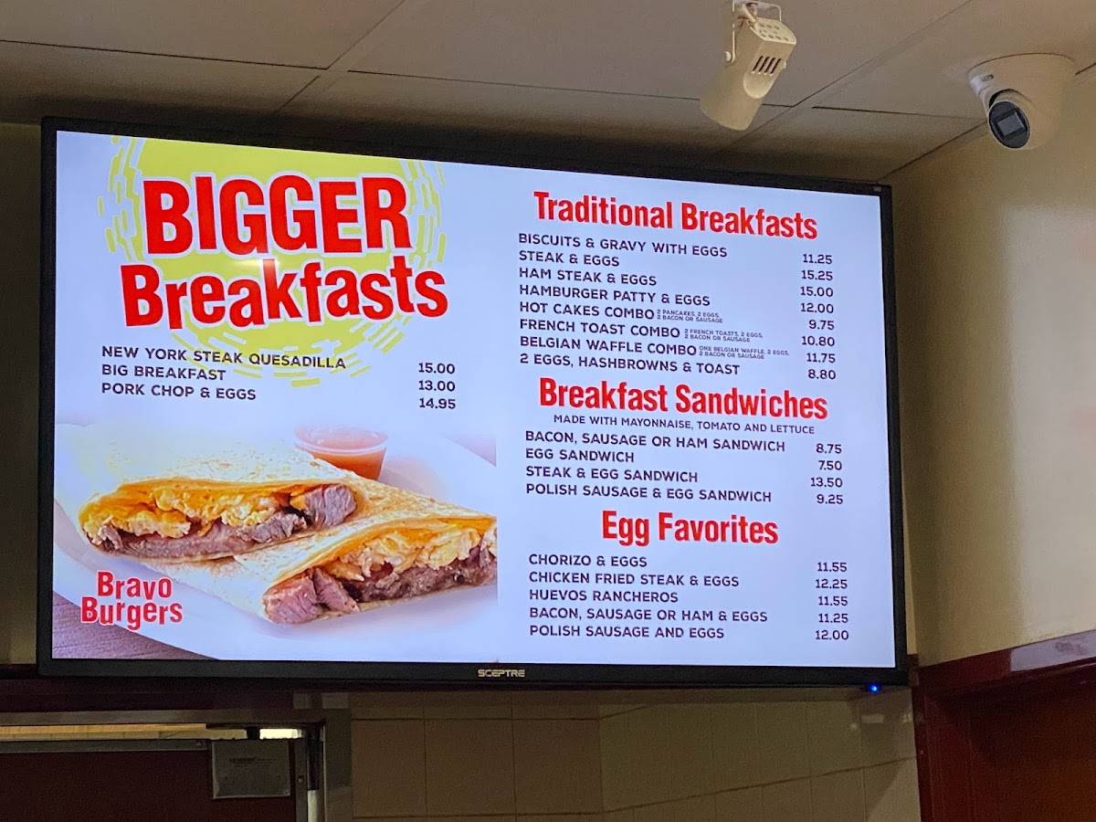 Menu at Bravo Burgers restaurant, Chino Hills