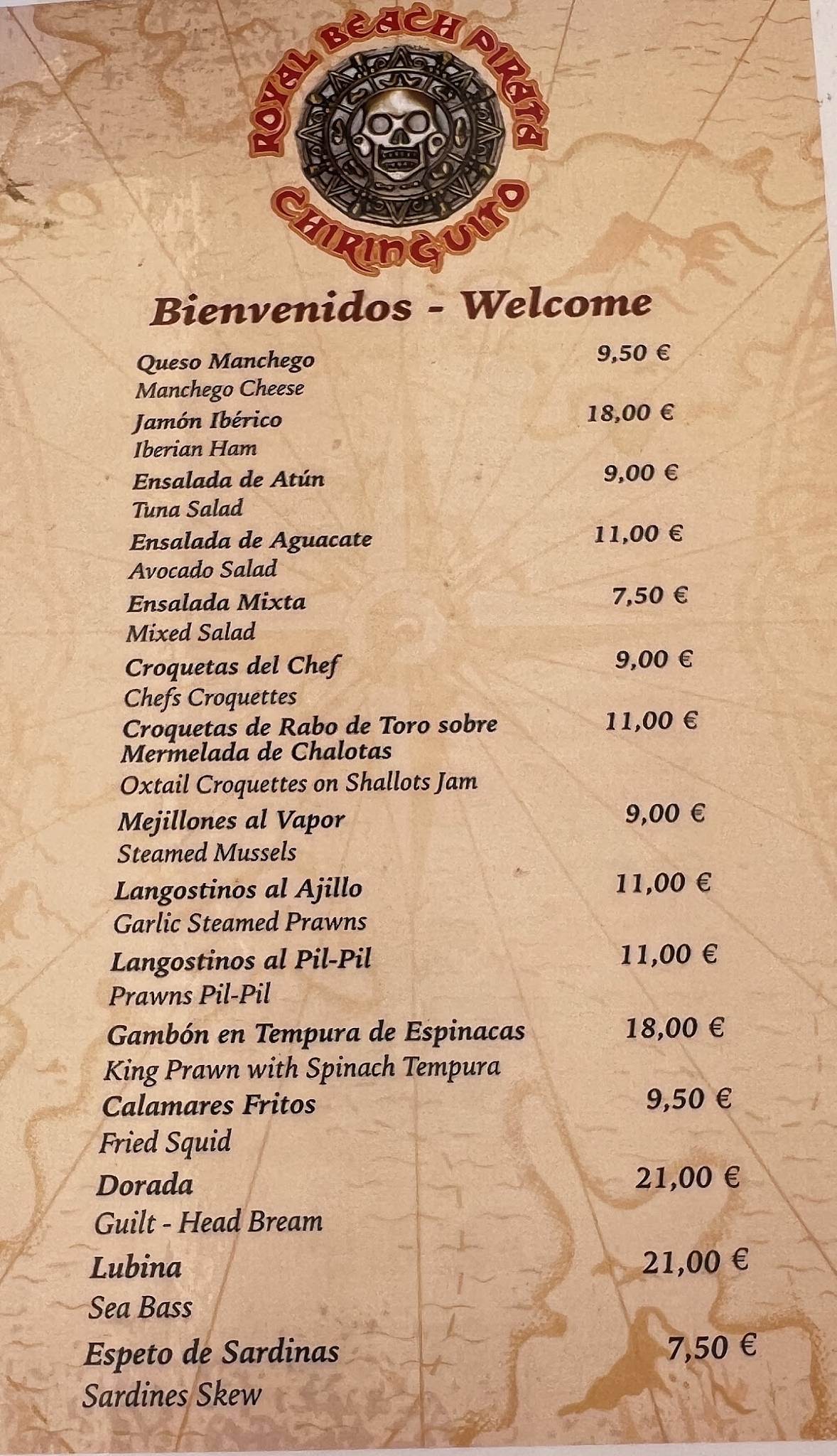 French Chiringuito Menu – Chiringuito Restaurant – CRHM