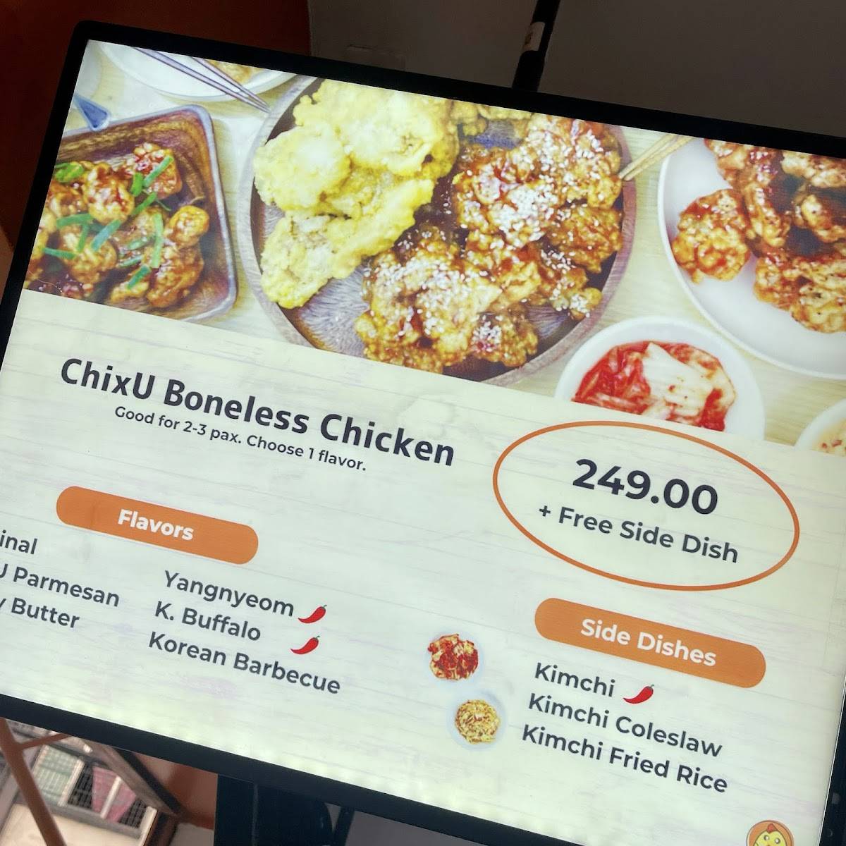 Menu at Chix U restaurant, Marikina