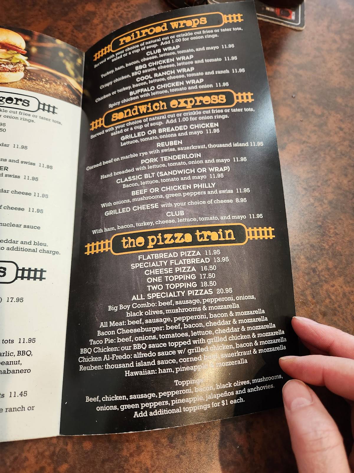 Menu at Choo Choo Bar & Grill, Omaha