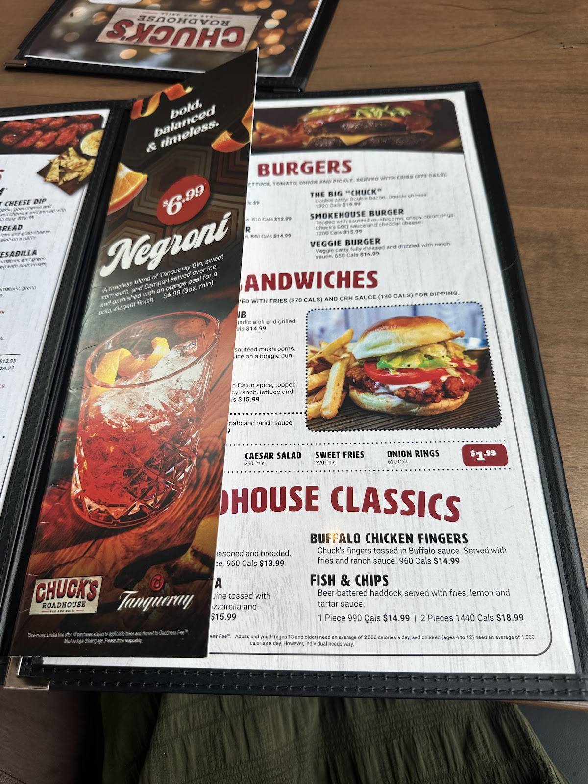 Menu at Chuck’s Roadhouse Bar and Grill, Owen Sound