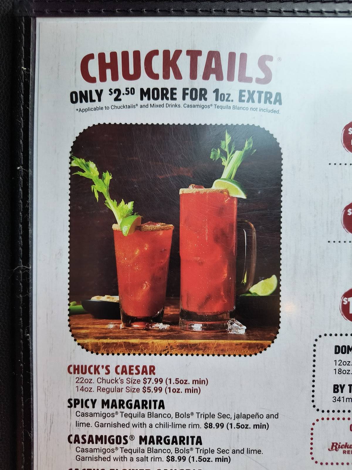 Menu at Chuck’s Roadhouse Bar and Grill, Owen Sound