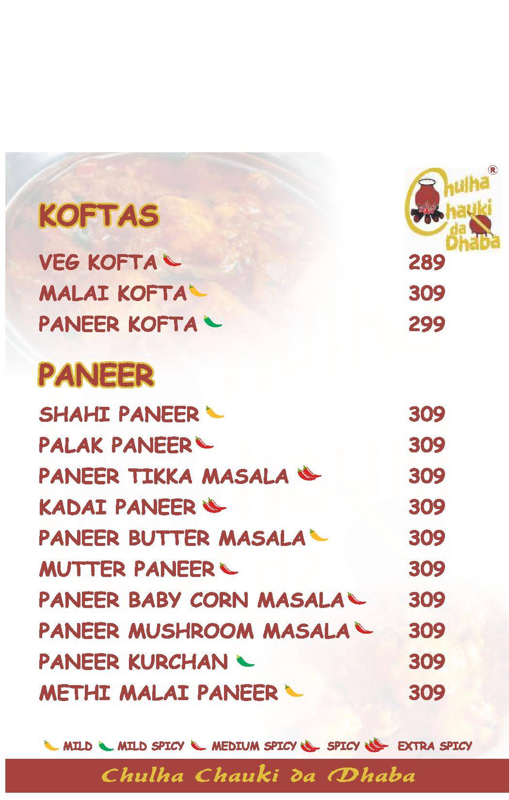 Menu at Chulha Chauki Da Dhaba Sarjapur Rd Restaurant, Bengaluru, 6th Floor