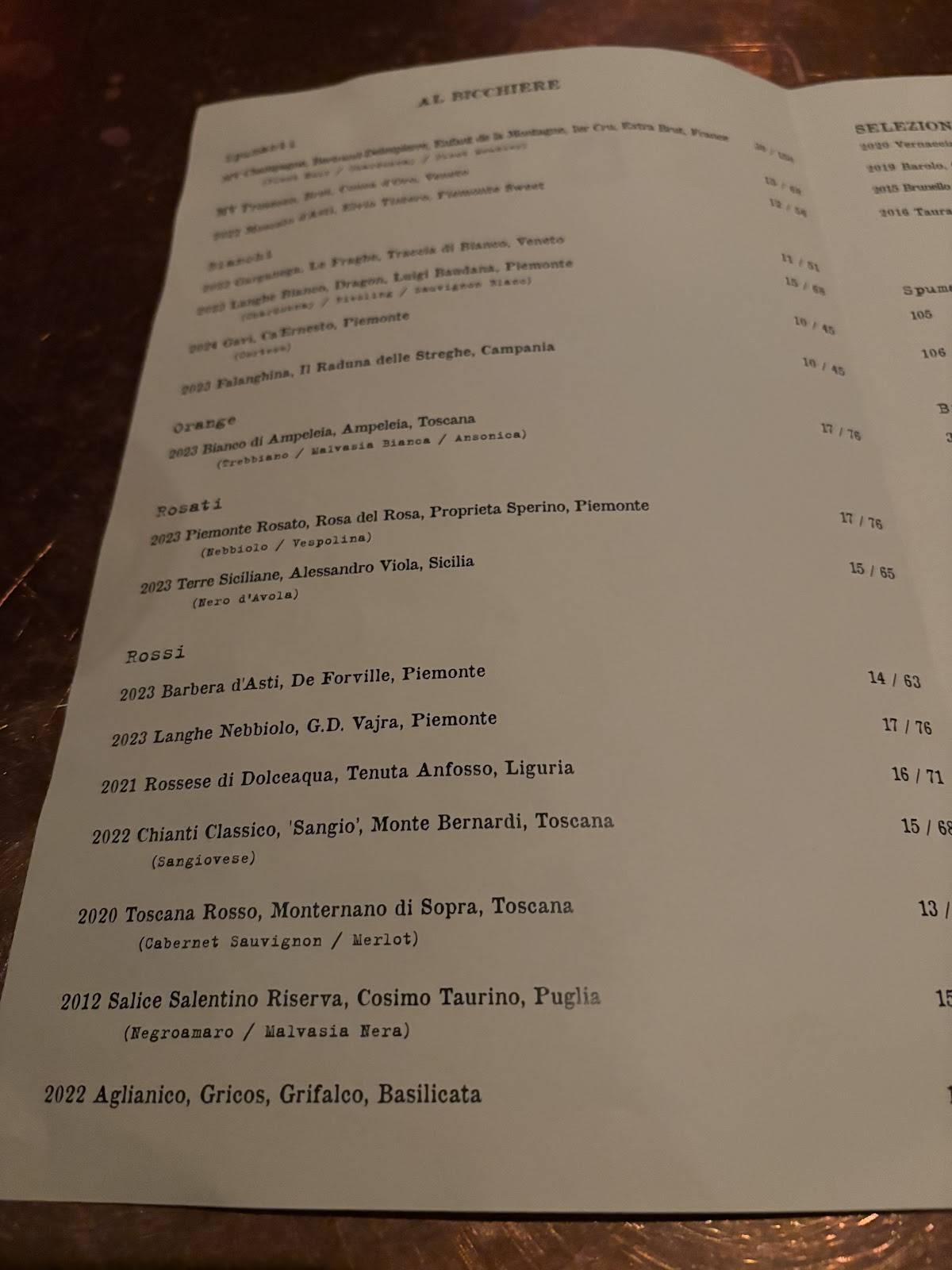 Menu at Sotto restaurant, Cincinnati