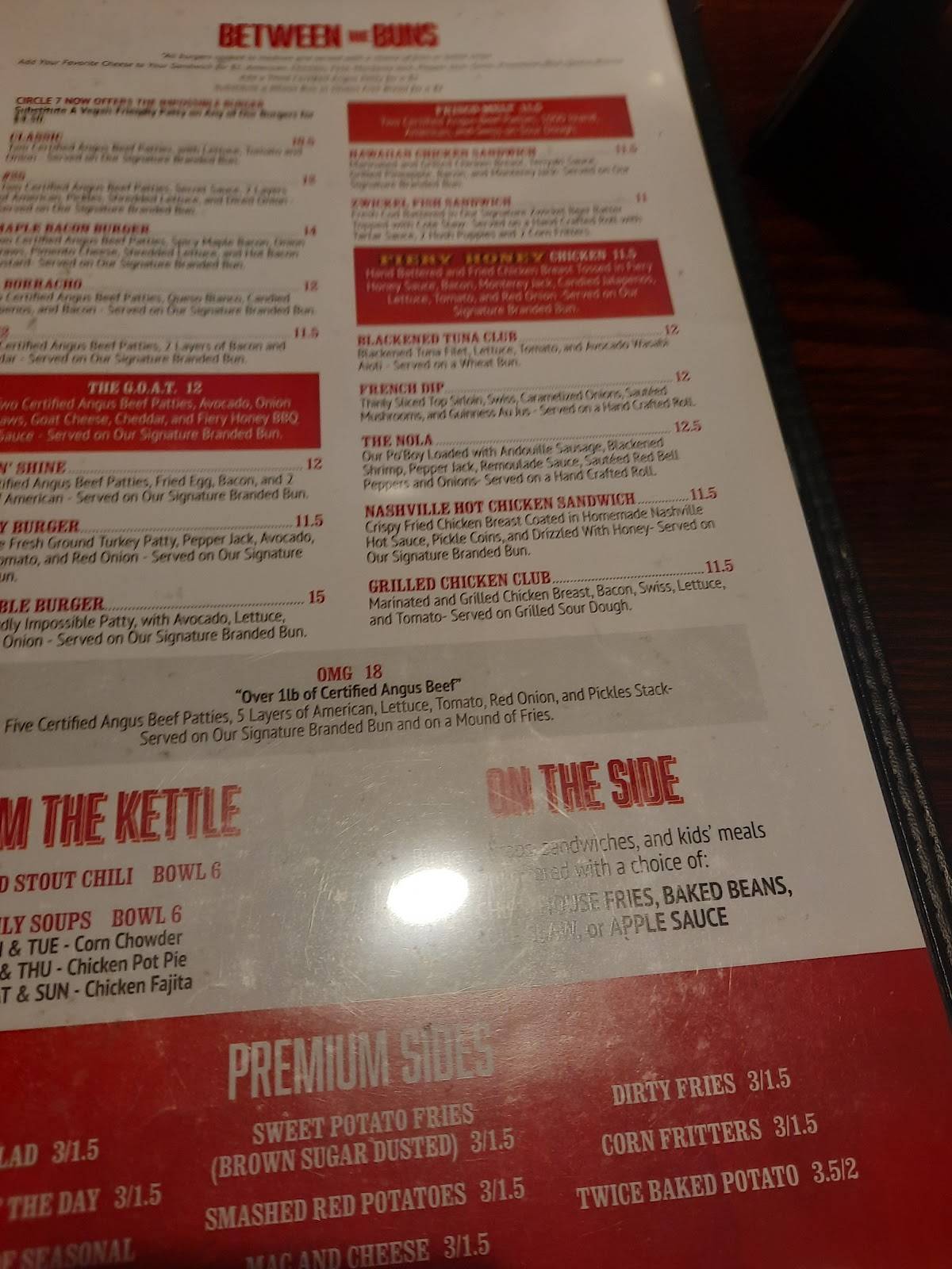 Menu at Circle 7 Ranch pub & bar, Des Peres