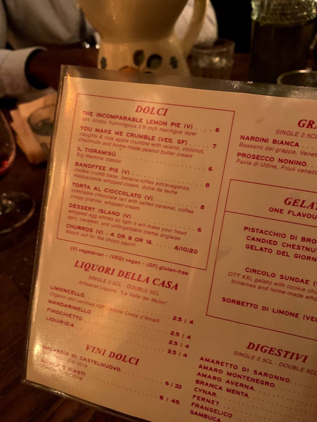 Menu at Circolo Popolare restaurant, London