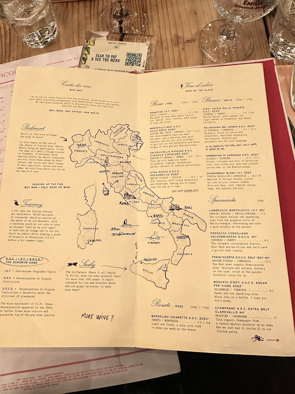 Menu at Circolo Popolare restaurant, London