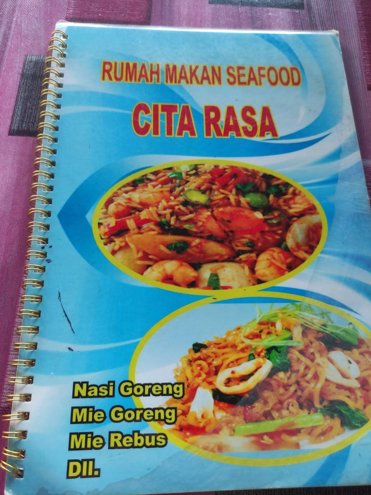 Carta de Cita Rasa Seafood Barelang, Batam